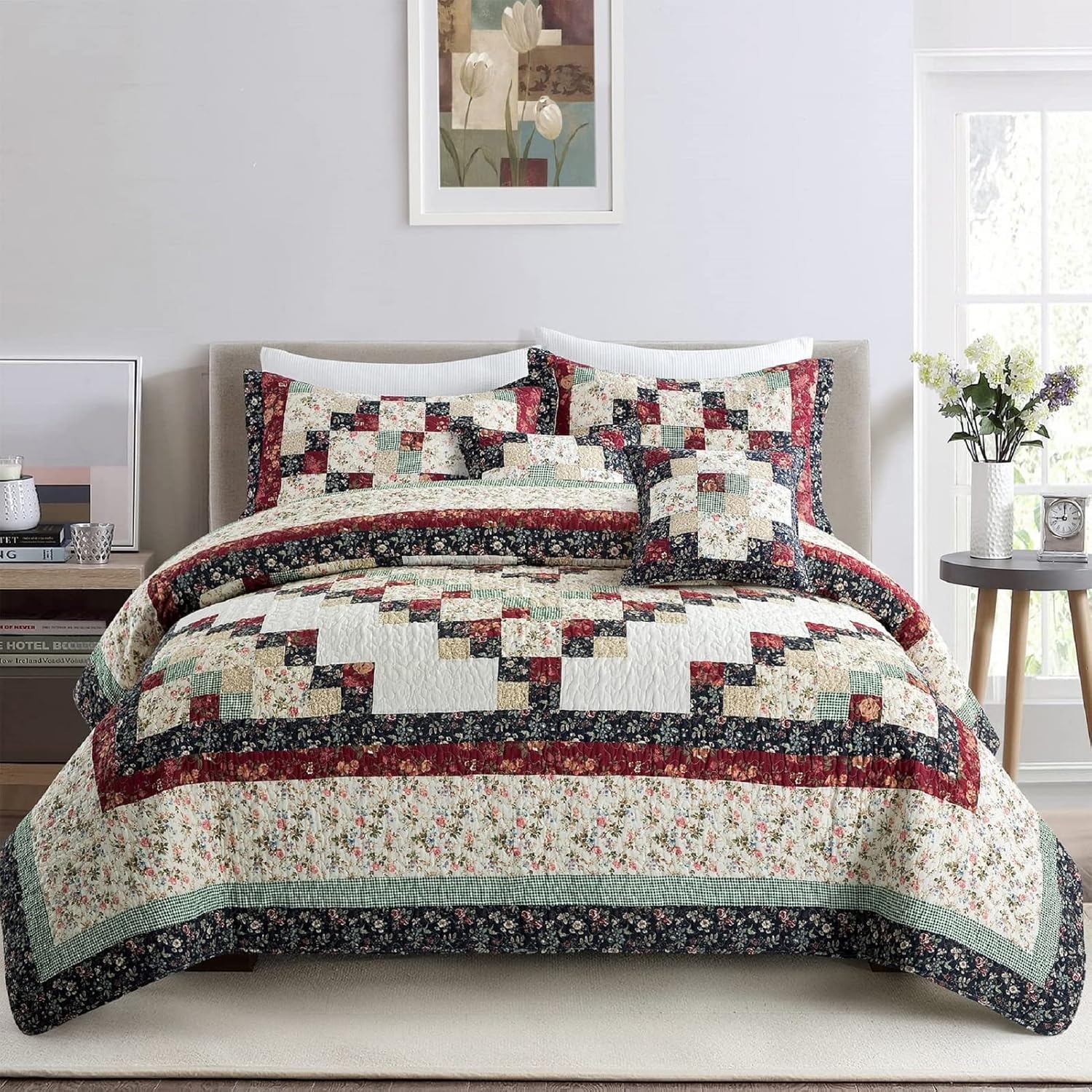 Amazon.com: L'IRISDOM Patchwork Quilt King Size,King Quilt Bedding Set ...