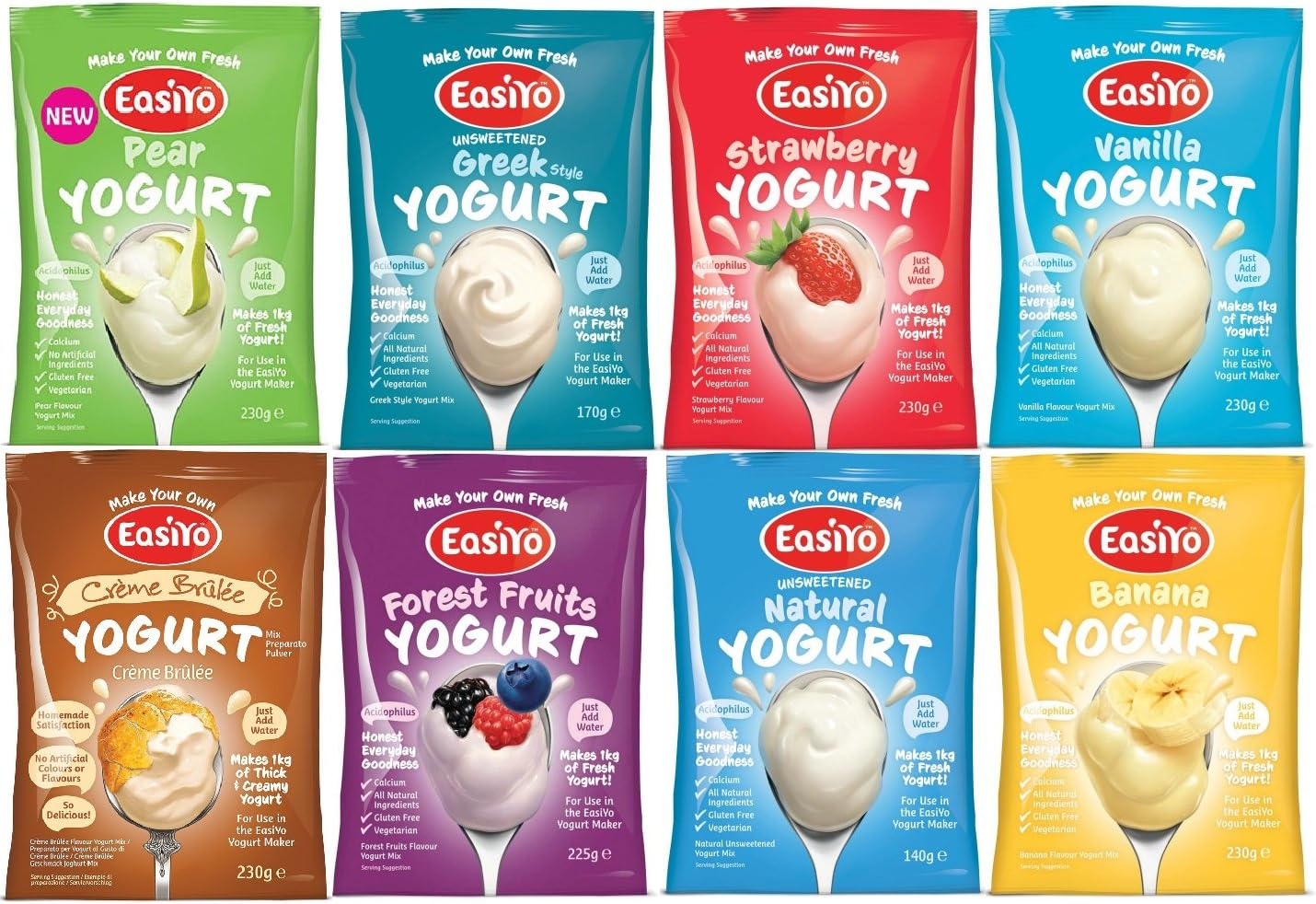 Easiyo Variety Pack Yogurt Base Mixes Sachets (8 yoghurt flavours ...