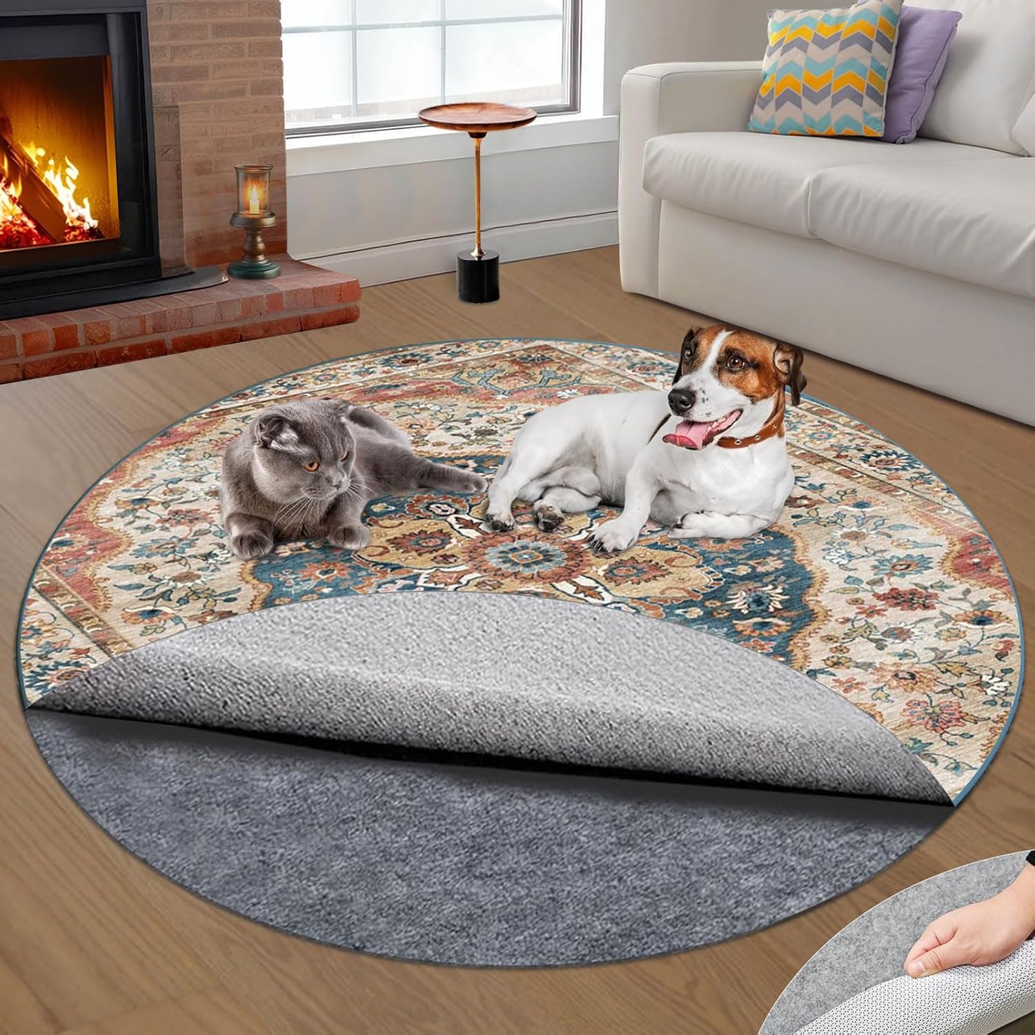 Amazon.com: pdpdoc 5 Ft Round Rug Pad, Waterproof & Non Slip Rug Pads ...