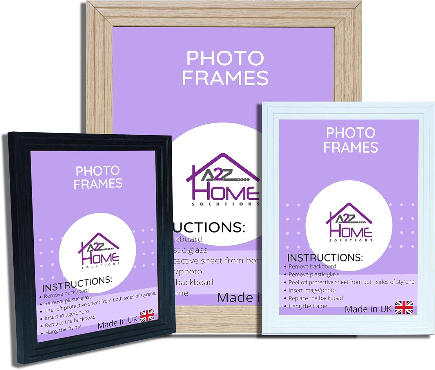 A2Z Home Solutions® Step Style Oak 12x8'' Photo Frame A1 A2 A3 A4 ...