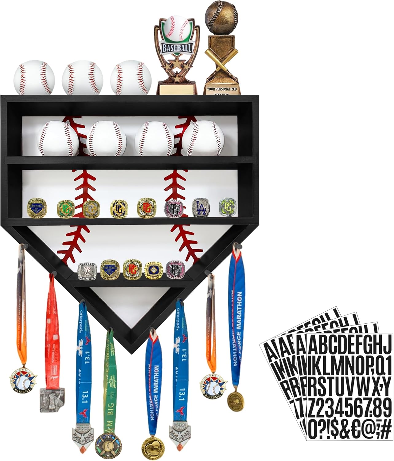 Amazon.com: Baseball Ring Display Case, Wall Mount Baseball Display for ...