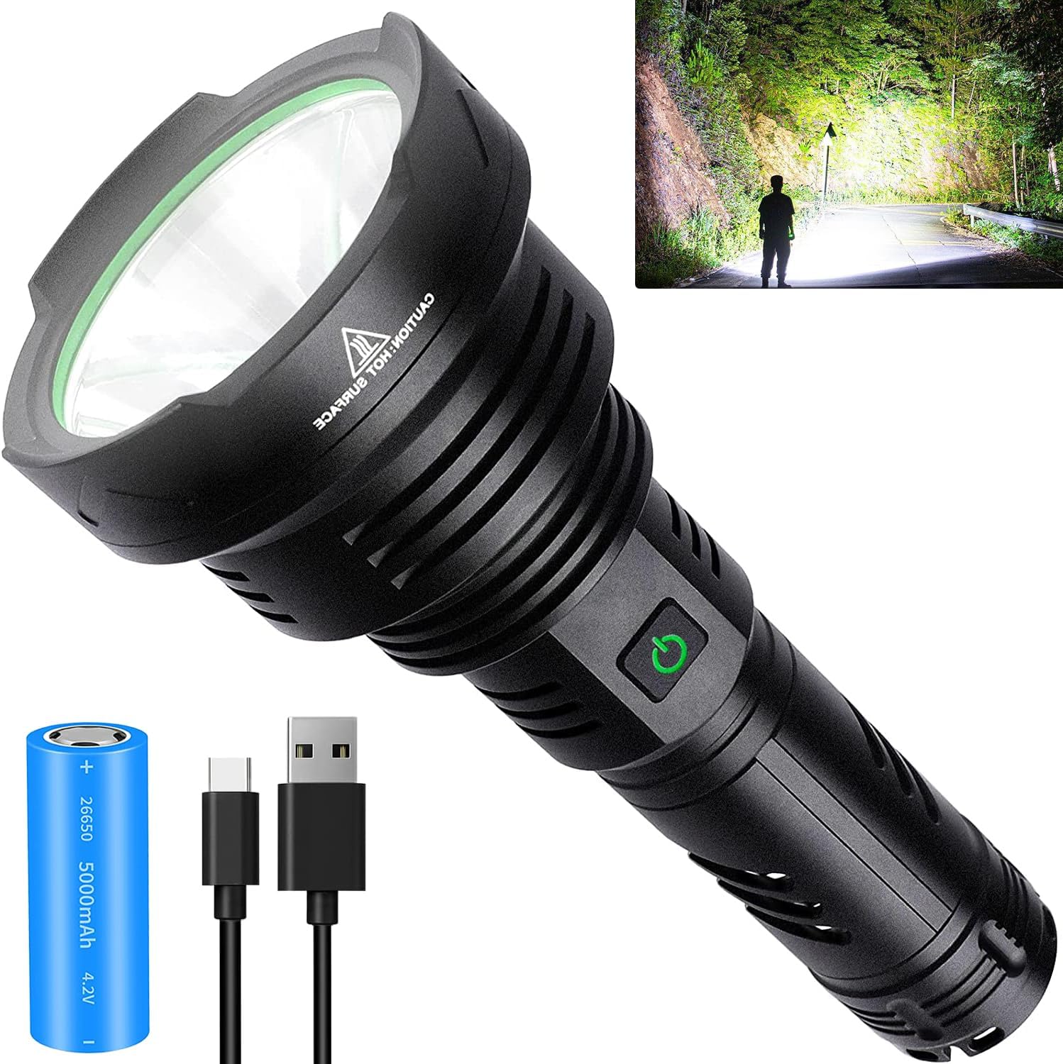 WHTOHY Rechargeable LED Torch Super Bright 50000 Lumens, High Power LED ...