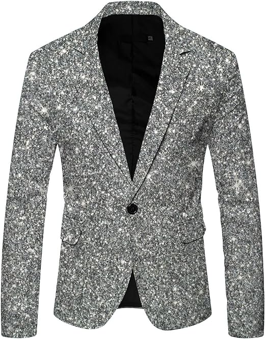Vekewear mens glitter jacket 3D printing multicolor suit jacket party ...