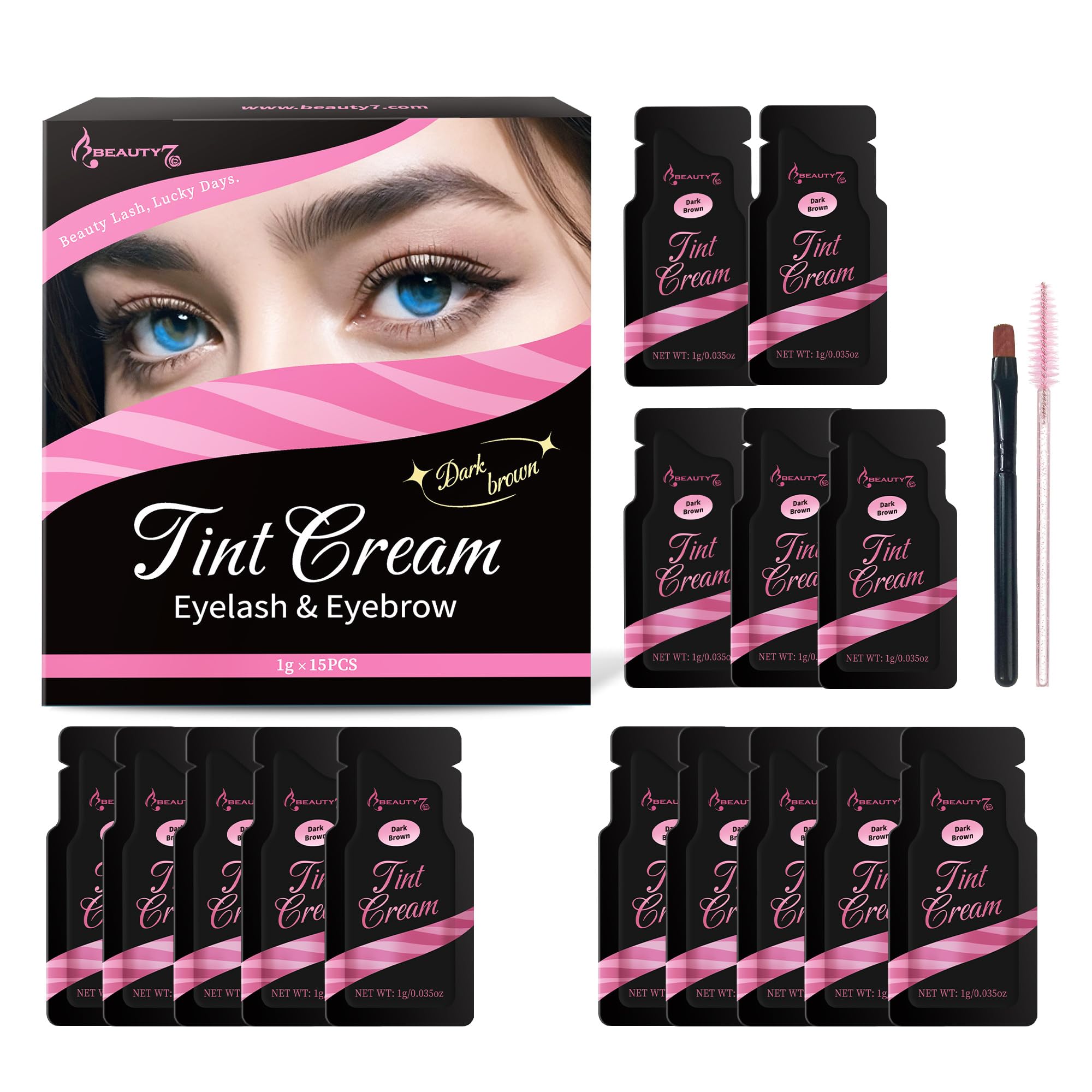 Beauty7 Brow Tint Kit Eyebrow Tint Kit Dark Brown Lash Color Kit Tint ...