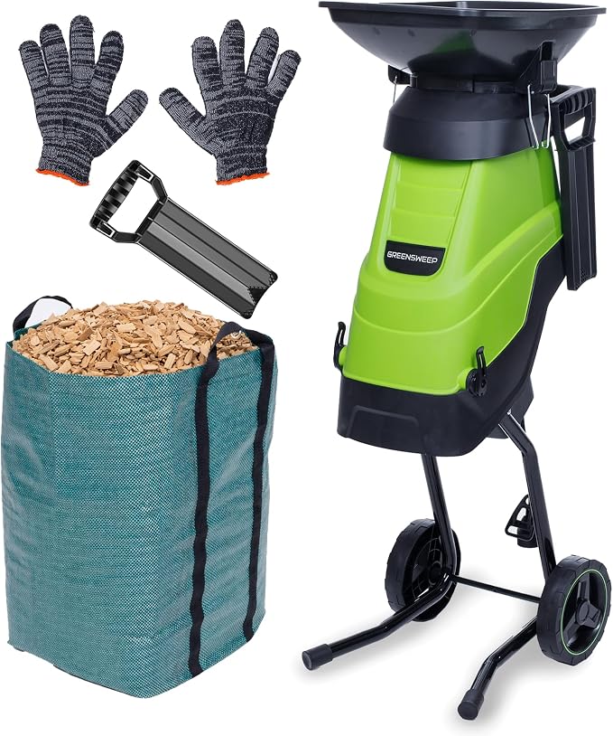 Amazon.com : GreenSweep Electric Wood Chipper & Mulcher – 15A Powerful ...