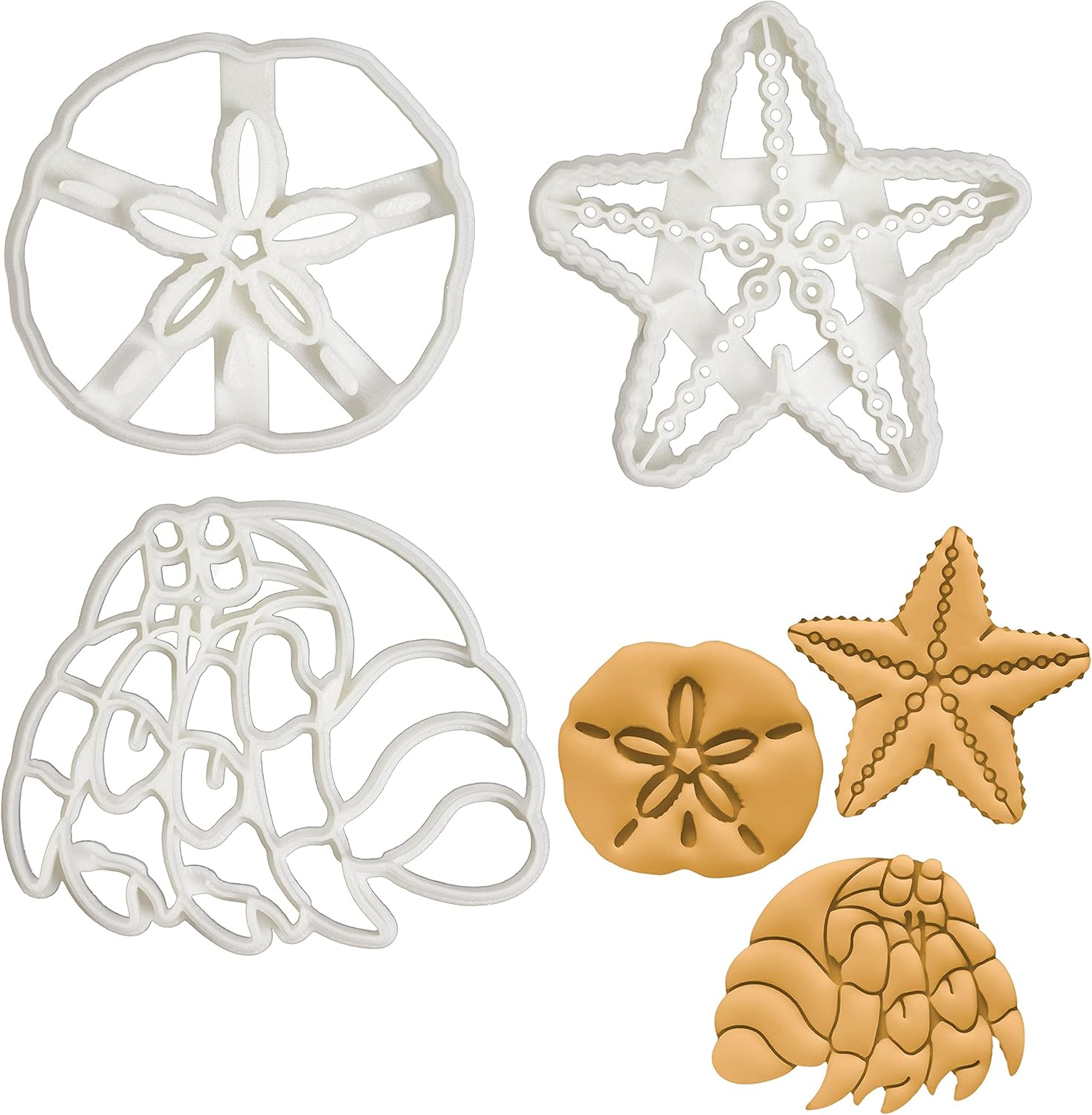 Amazon.com: Set of 3 Beach themed cookie cutters (Designs: Starfish ...