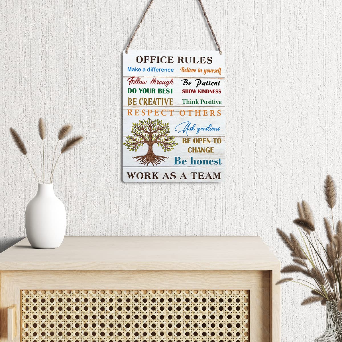 Snapklik.com : Inspirational Office Rules Quote Signs Wall Decor Rustic ...