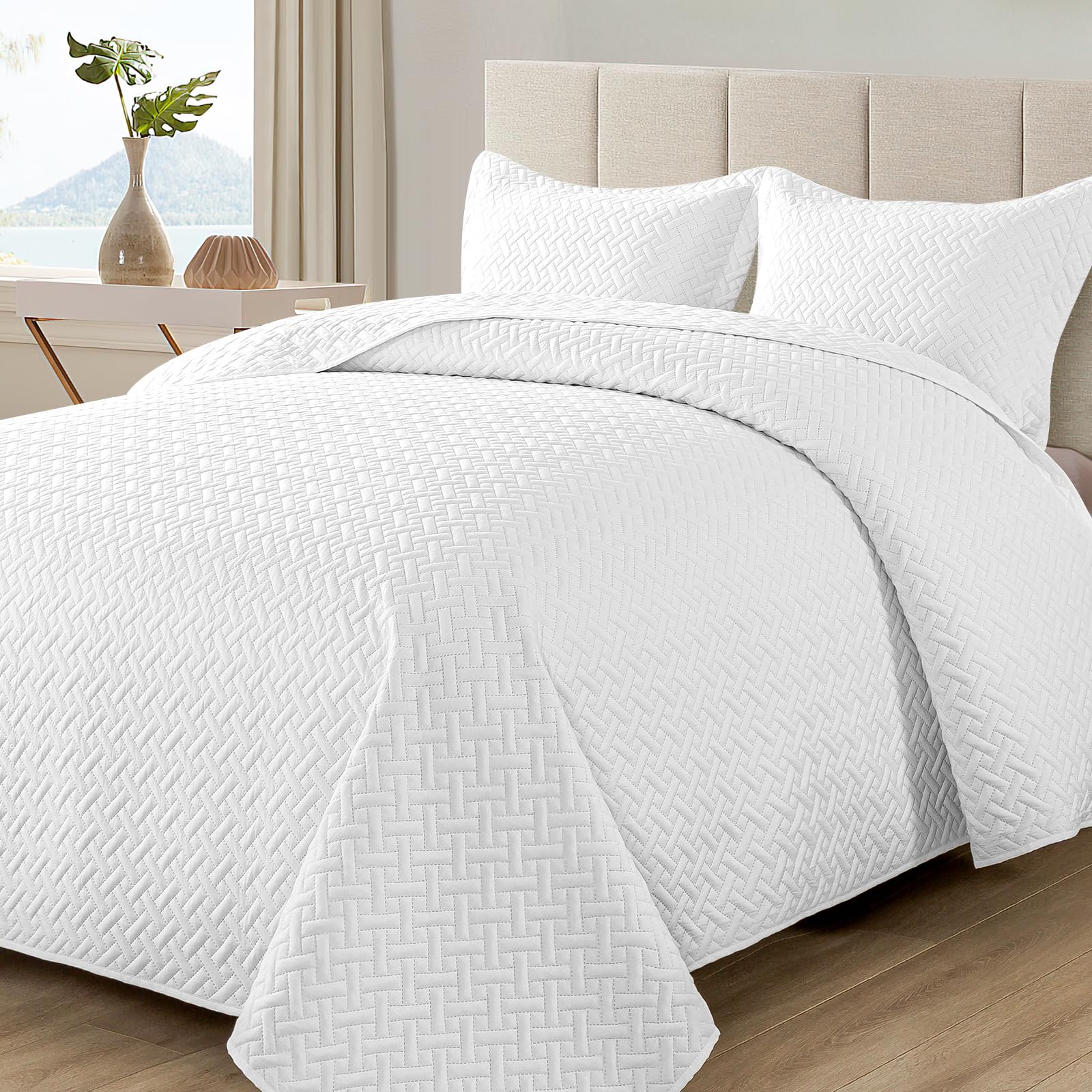 HYLEORY Quilt Set King Size - Lightweight Quilted Beding Set - Summer ...