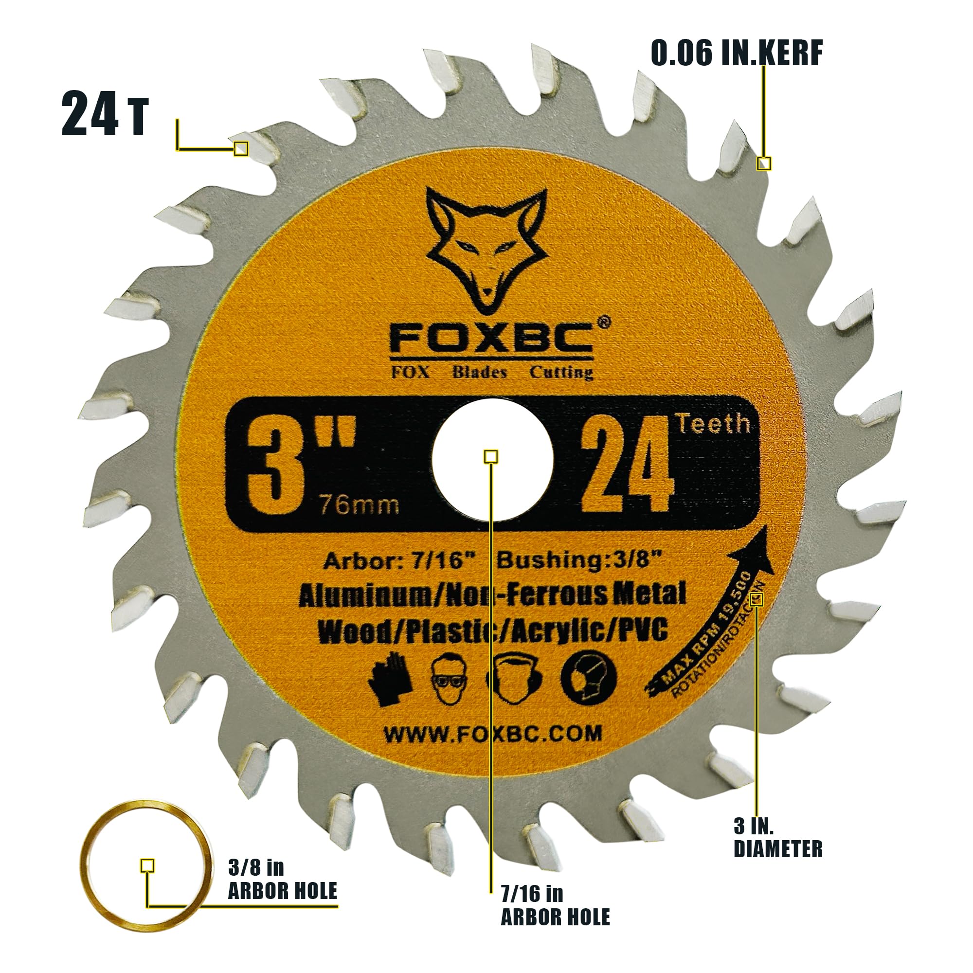 Snapklik.com : FOXBC 3 Inch Circular Saw Blade 24T Carbide Cuts For ...