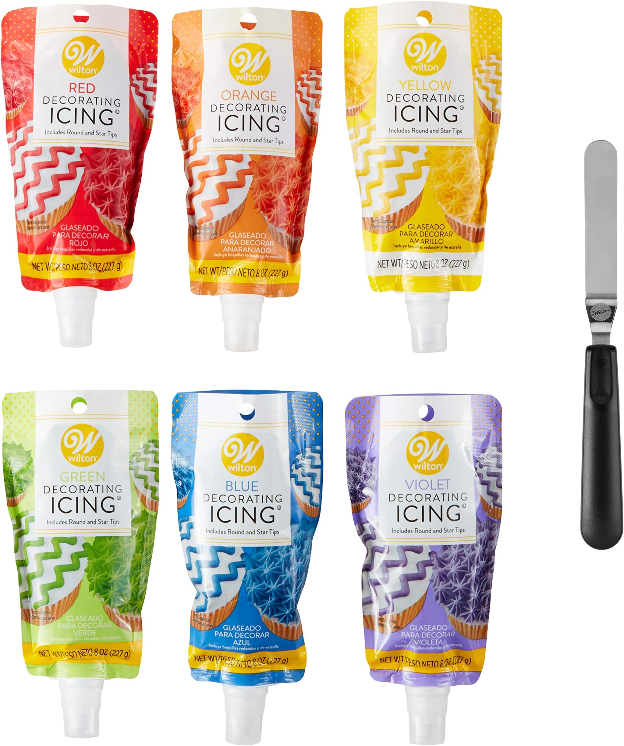Amazon.com: Wilton Rainbow Icing Pouch Cake Decorating Set, 7-Piece ...