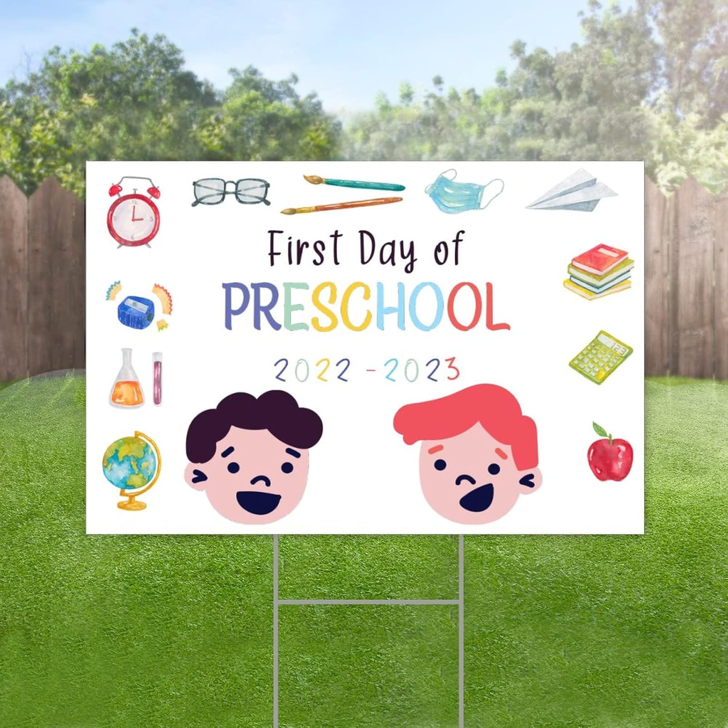 Amazon.com : First Day of Preschool Yard Sign 1st Day of School Sign ...