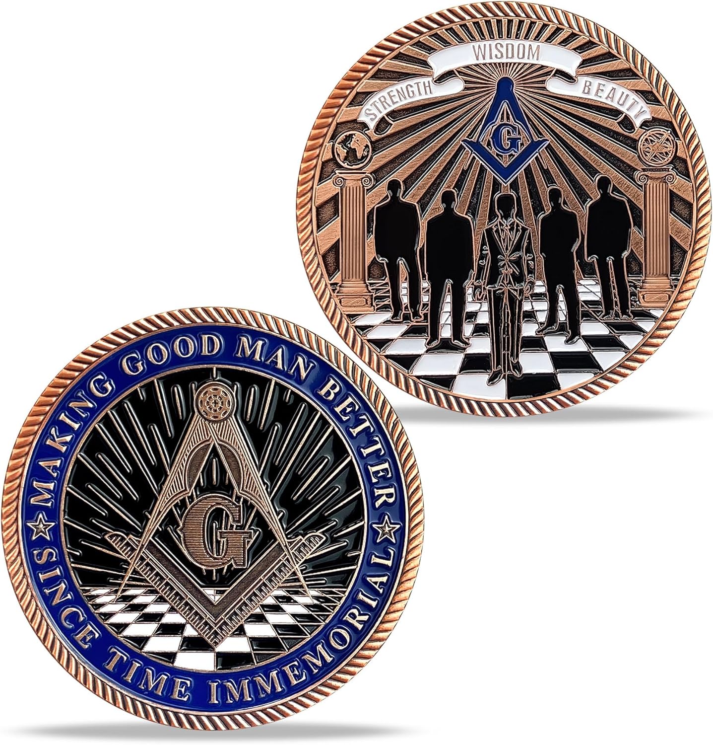 Amazon.com: Masonic Challenge Coin Freemason Coin Stength Wisdom Beauty ...