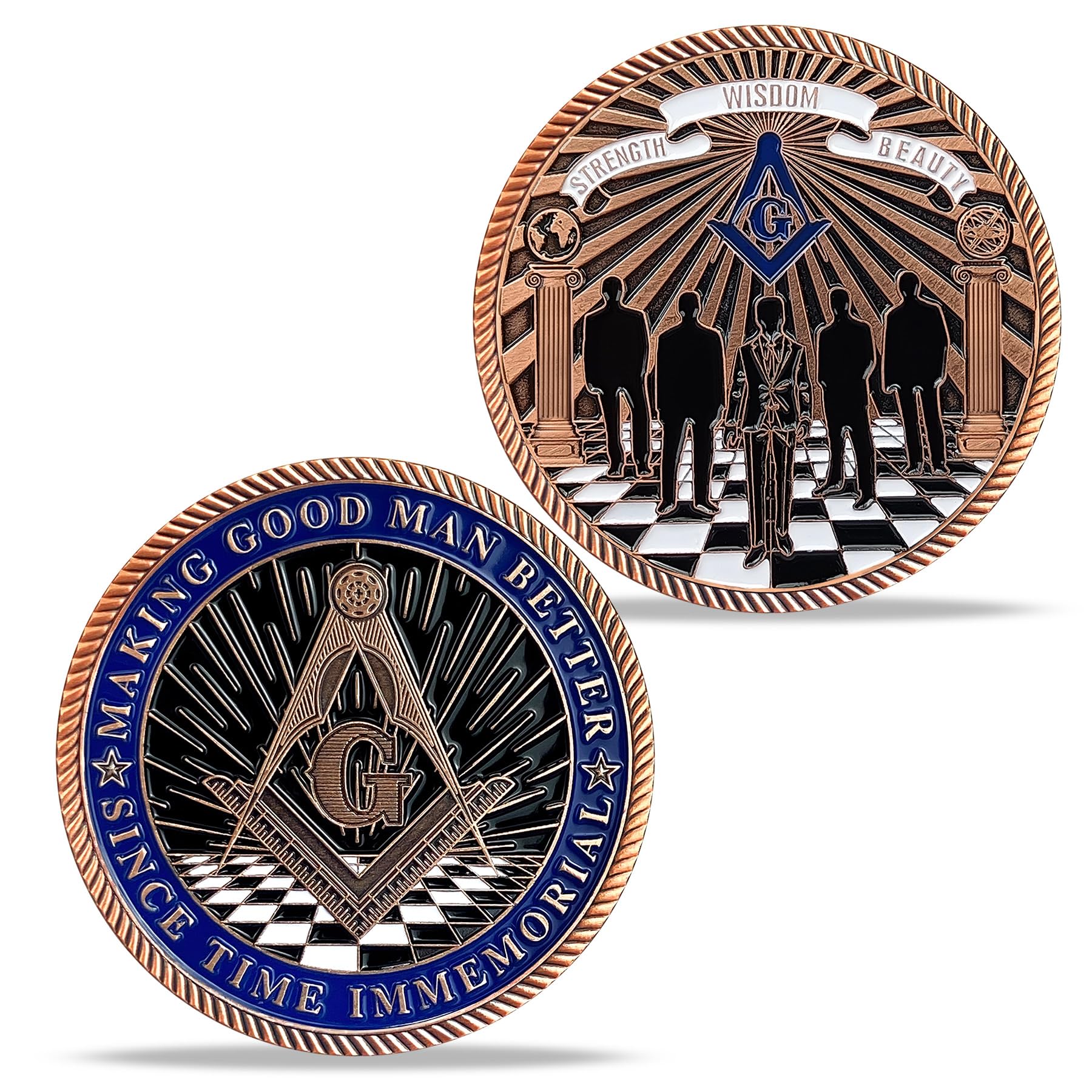 Amazon.com: Masonic Challenge Coin Freemason Coin Stength Wisdom Beauty ...