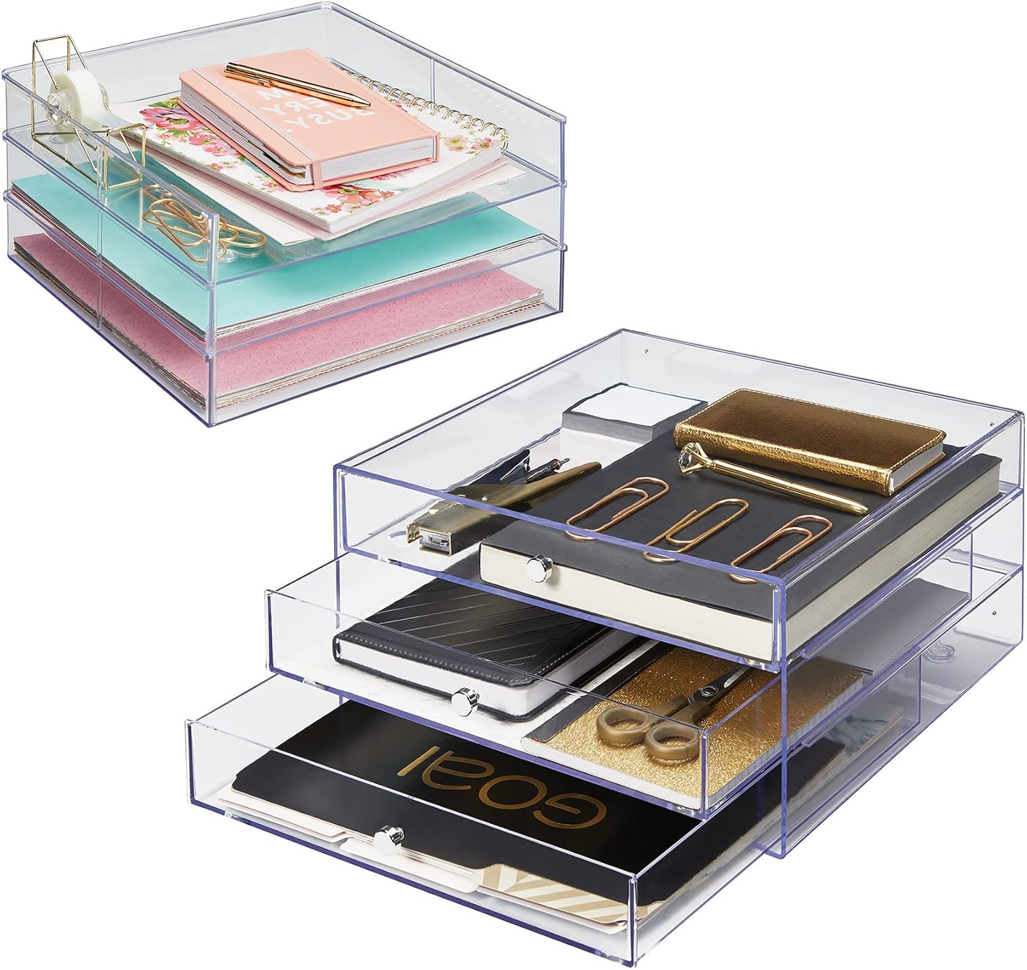 Deflecto | Stackable Desktop Storage Organiser Bundle Set | 1 x ...