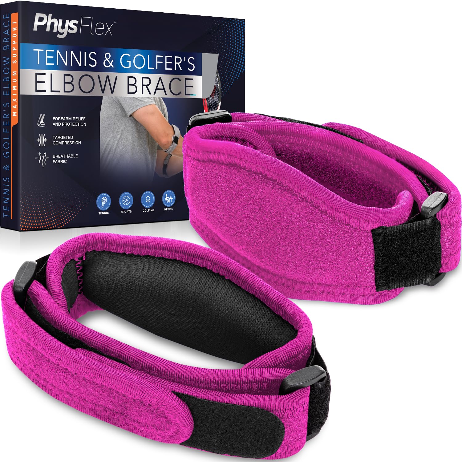 Snapklik.com : PhysFlex Elbow Brace 2-Pack For Men & Women, Adjustable ...