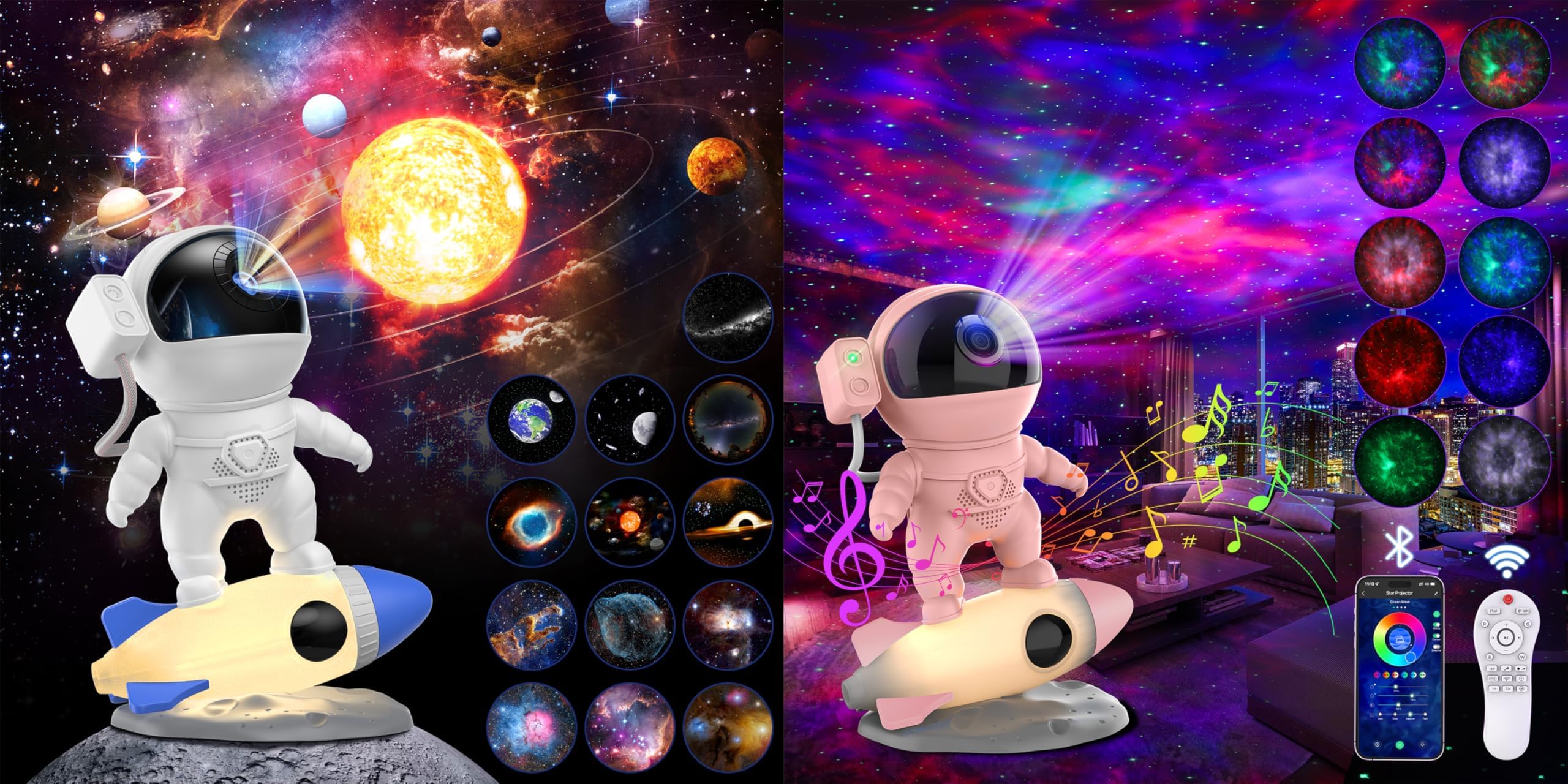 12 in 1 HD Planetarium Astronaut Galaxy Projector and Astronaut Galaxy ...