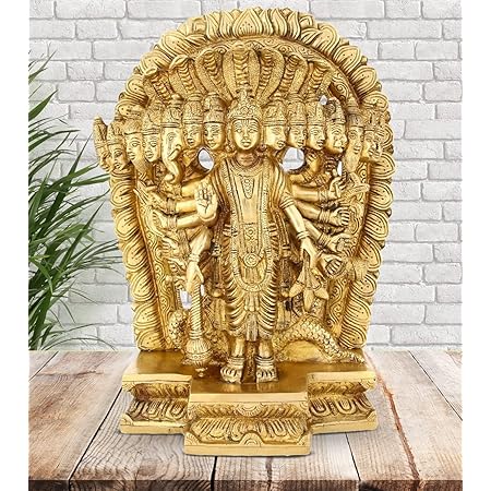 Buy Artvarko Large Vishnu Krishna Astadhatu (8 Metals) Idol Virat Roop ...