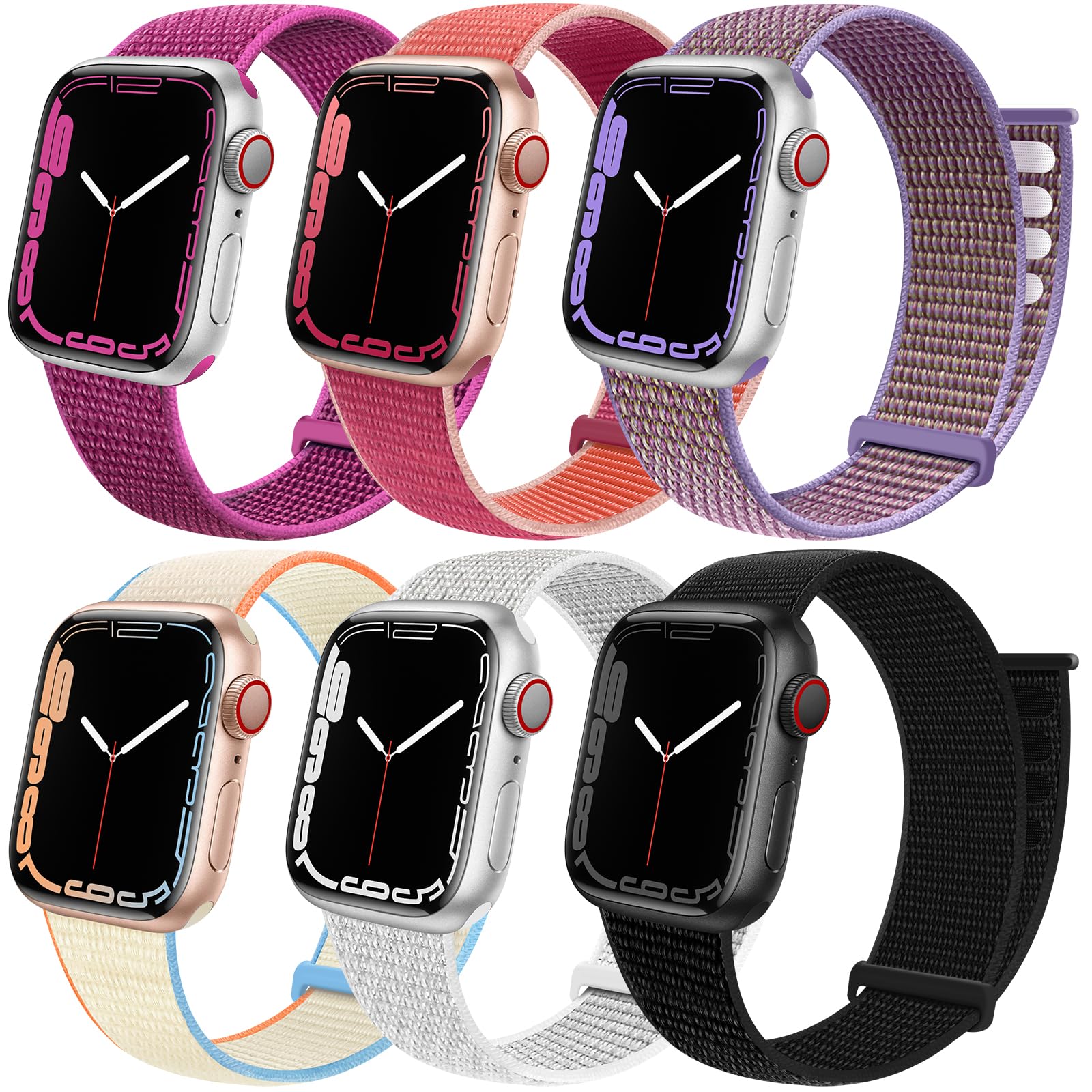 Amazon.com: 6 Pack Sport Loop Band Compatible with Apple Watch 38mm ...