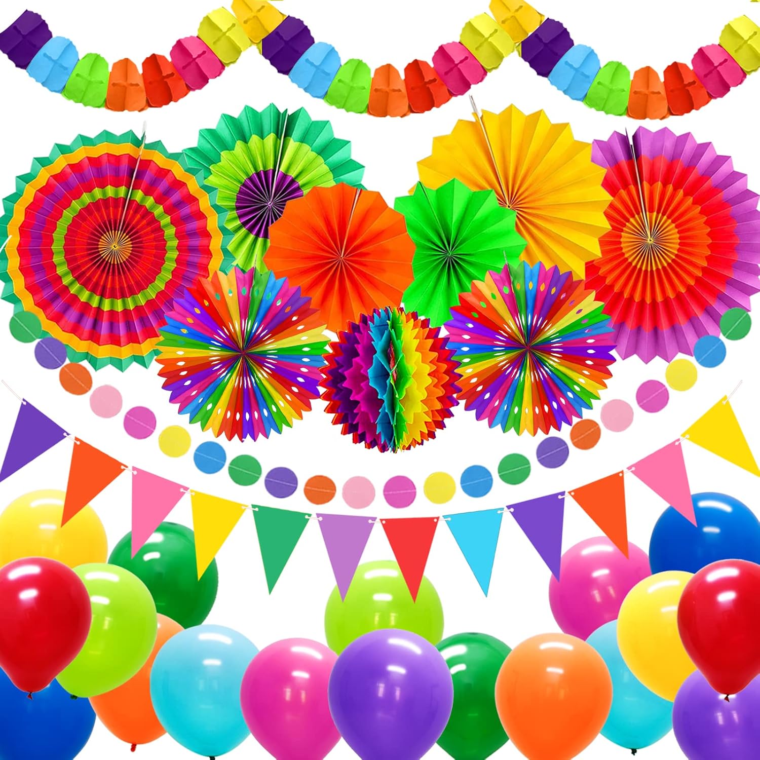 Amazon.com: Rainbow Party Decorations, Graduation Season Hanging Paper ...
