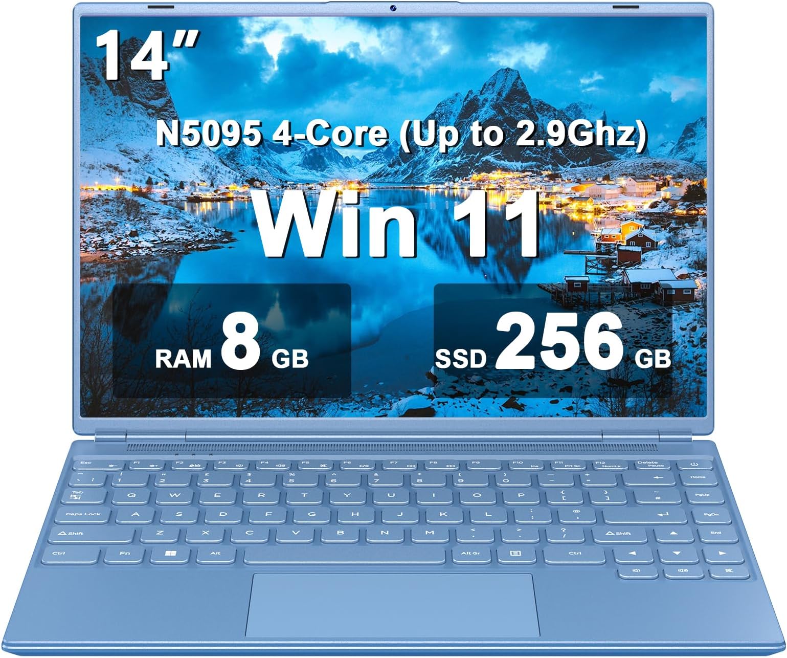 Ruzava 14" Laptop 8GB DDR4 256GB SSD Celeron N5095 (Up to 2.9Ghz) 4 ...