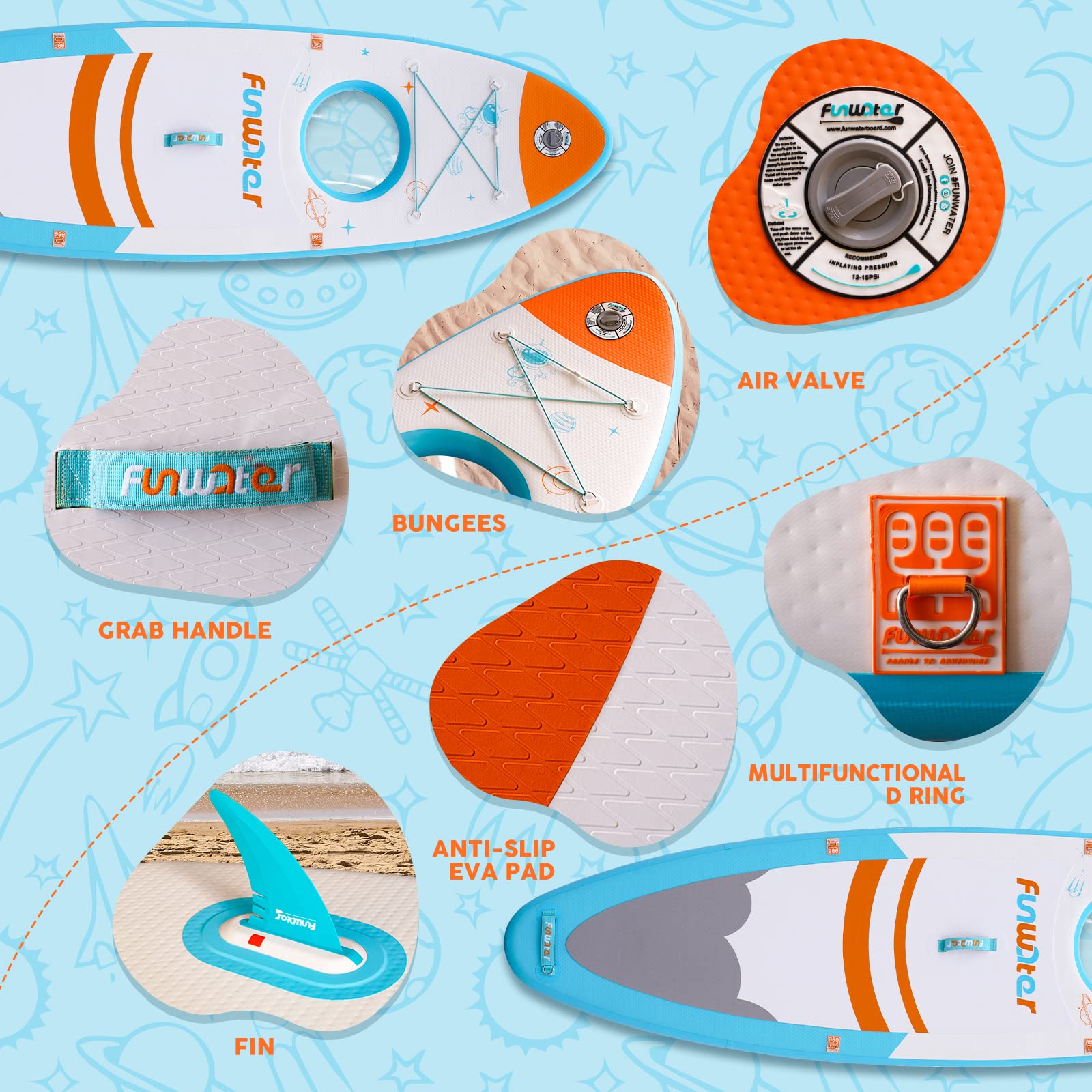 Snapklik.com : FunWater Paddle Boards SUP Kids Paddle Board Transparent ...