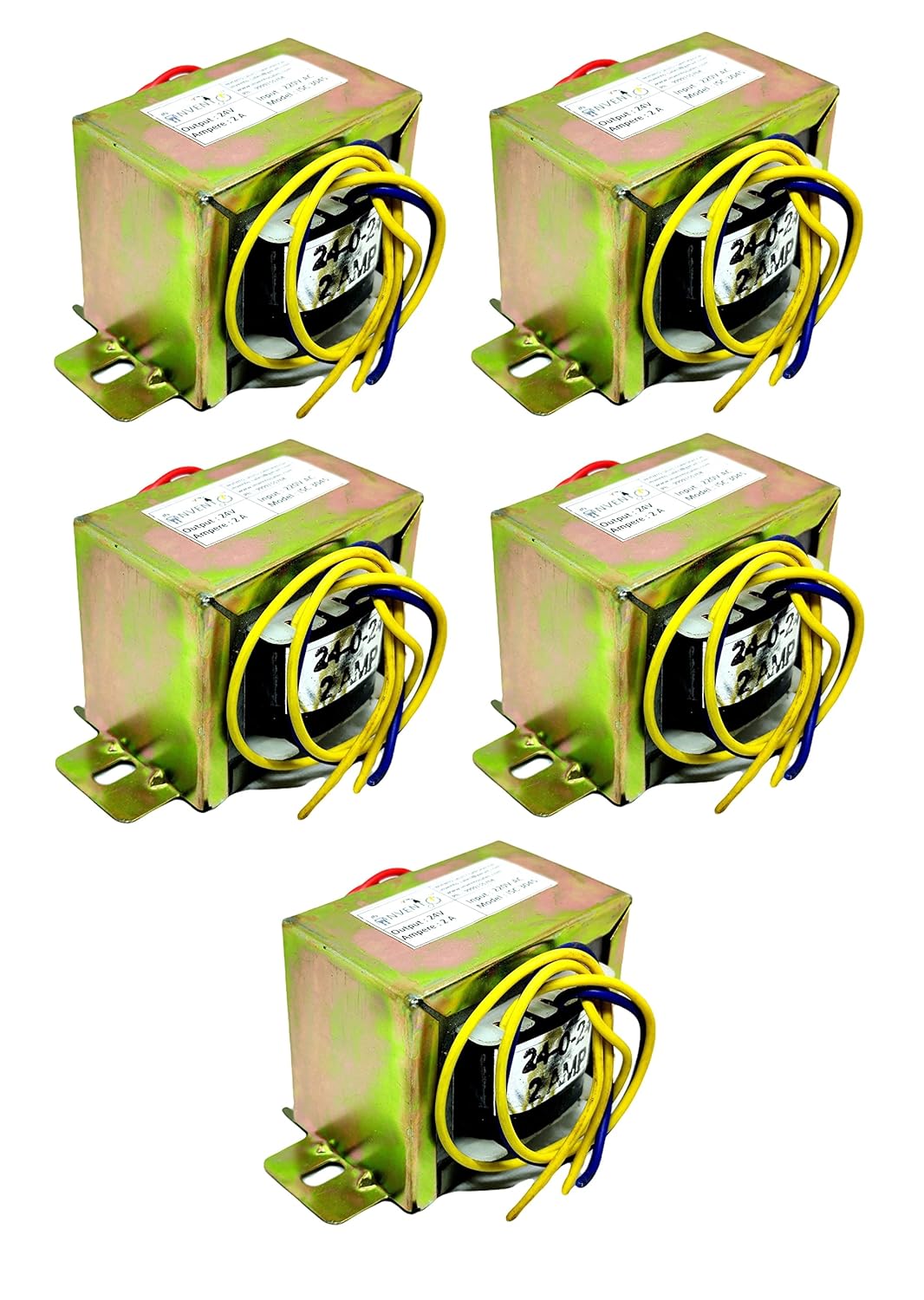 INVENTO 5Pcs 24V 2A 24-0-24 Transformer Copper Winding 220V AC to 24V ...