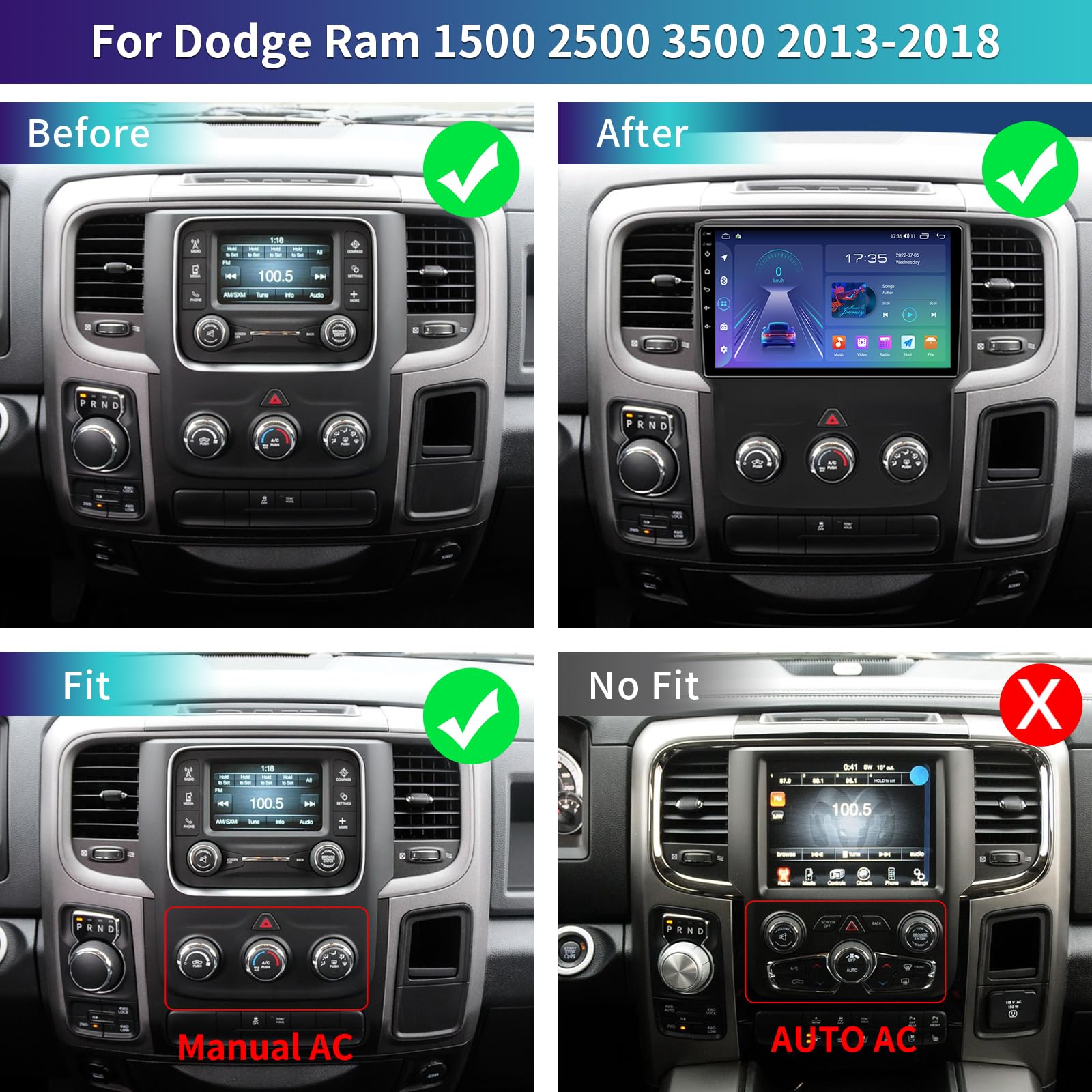 Snapklik Pasyrtm Android 13 Car Stereo Upgrade Radio For Dodge