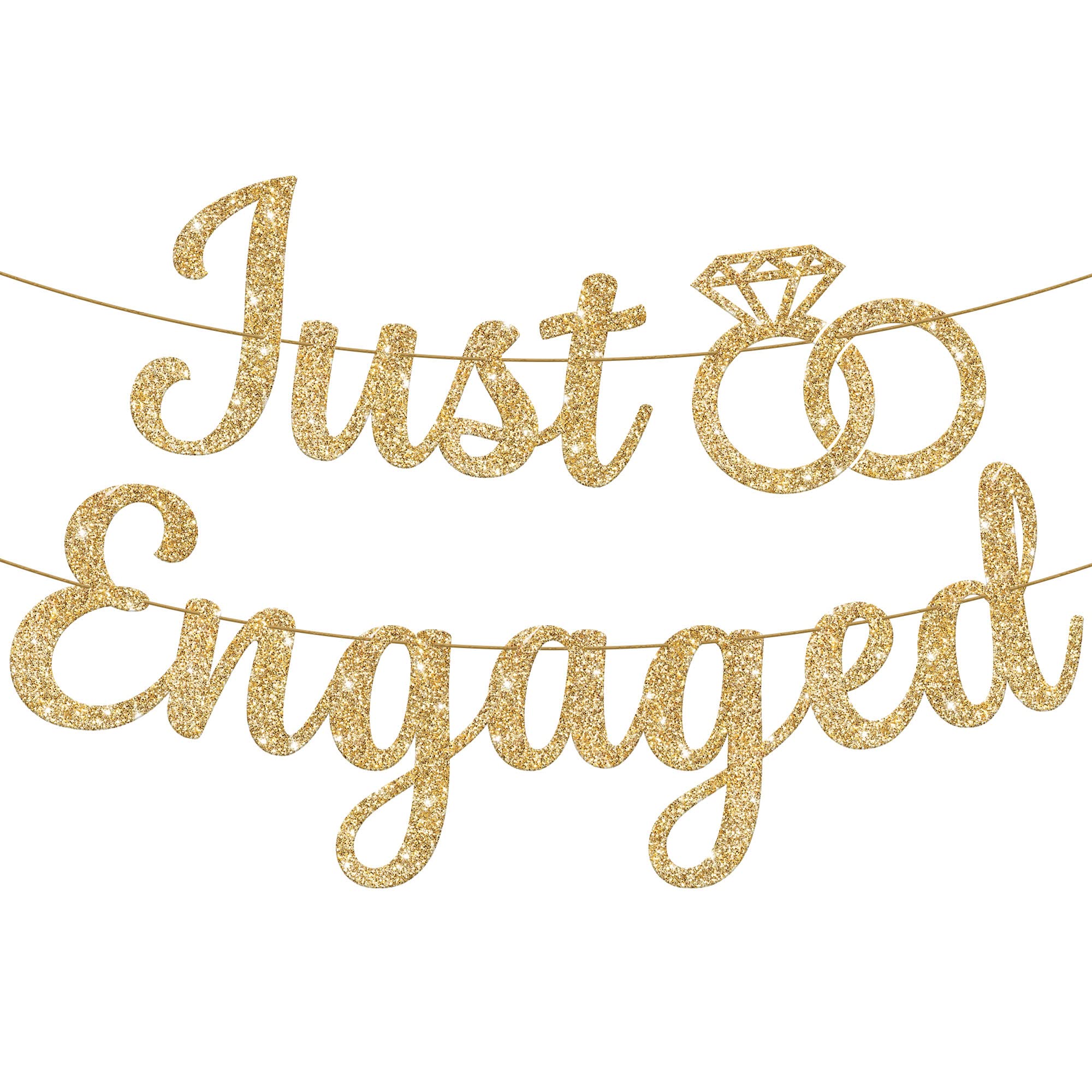 Amazon.com: KatchOn, Glitter Gold Just Engaged Banner - 10 Feet, No DIY ...