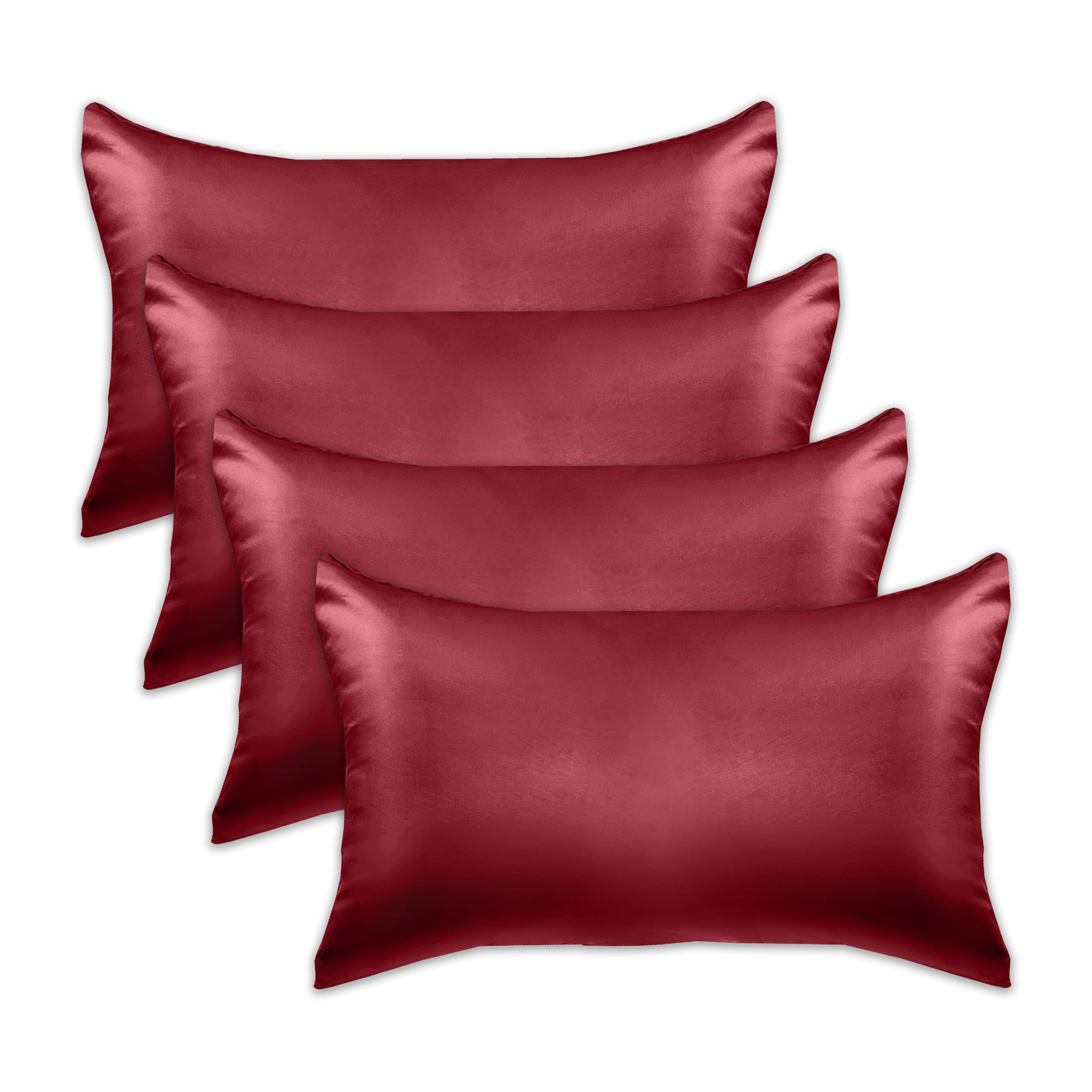 Amazon.com: Elegant Comfort 4-Pack Standard/Queen Satin Pillowcase Set ...