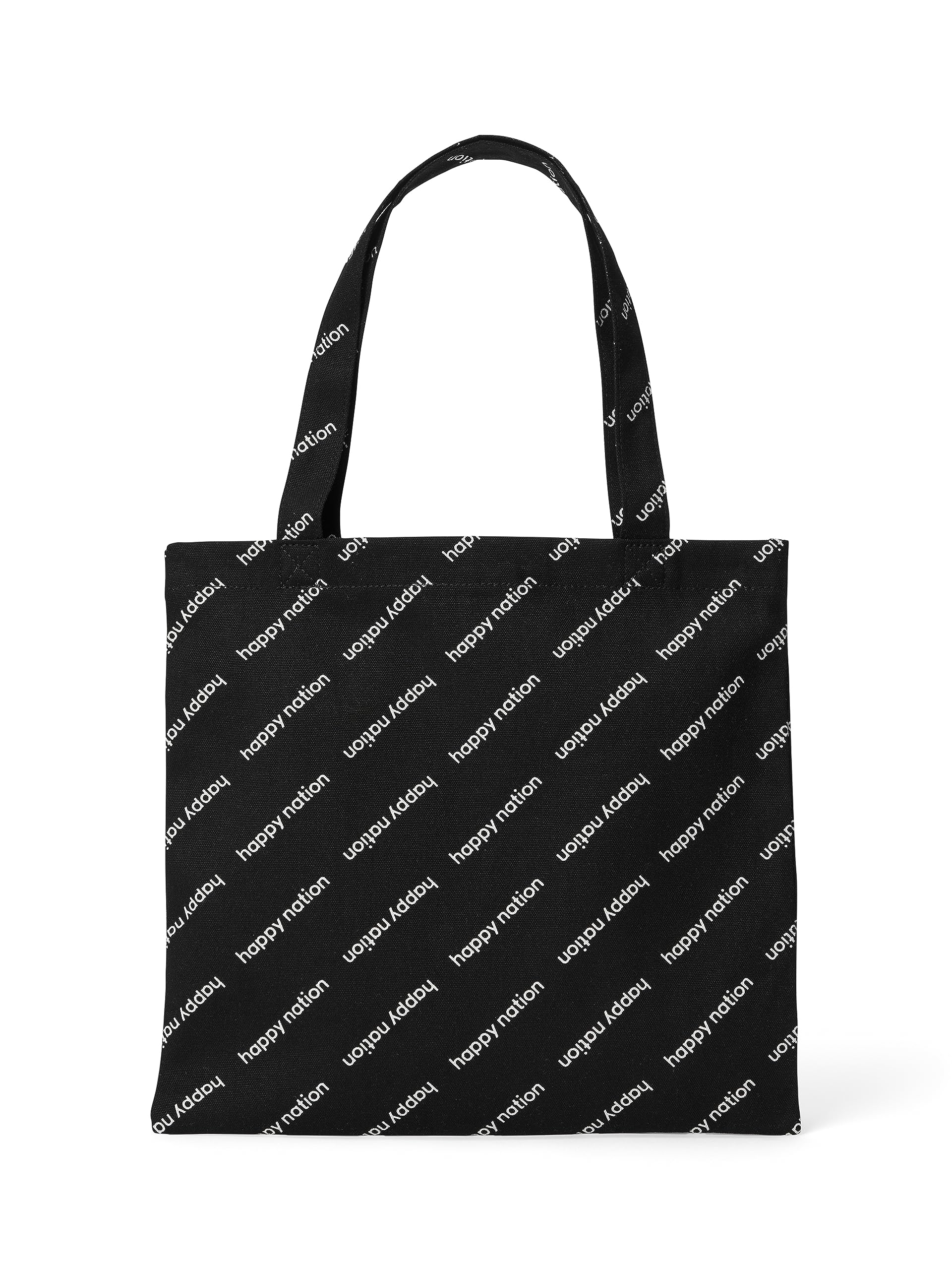 Happy Nation Canvas Tote Bag, Pure Black Logo Stripe for sale | North ...