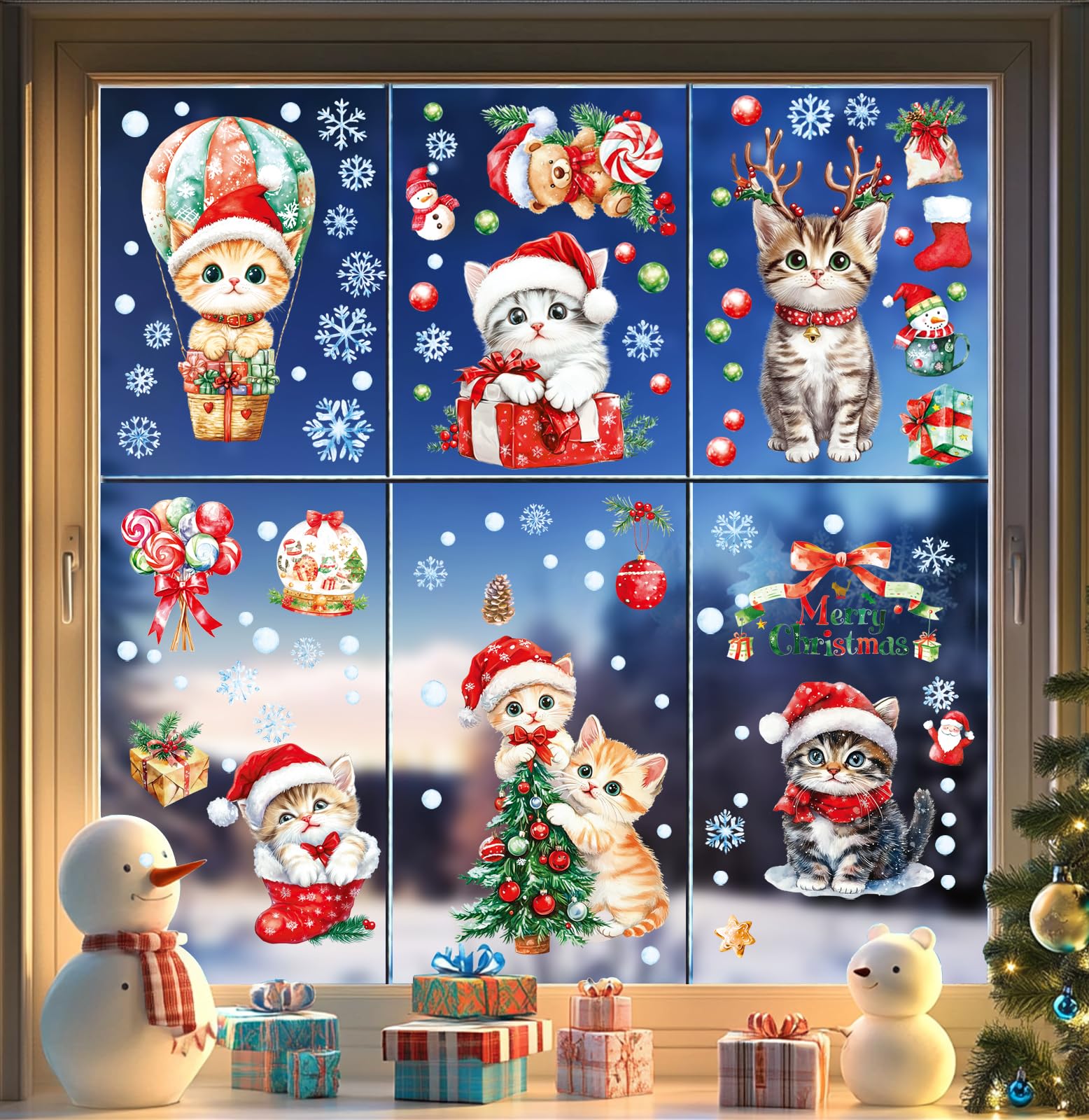 Amazon.com: Christmas Window Clings Decorations - Cute Funny Double ...