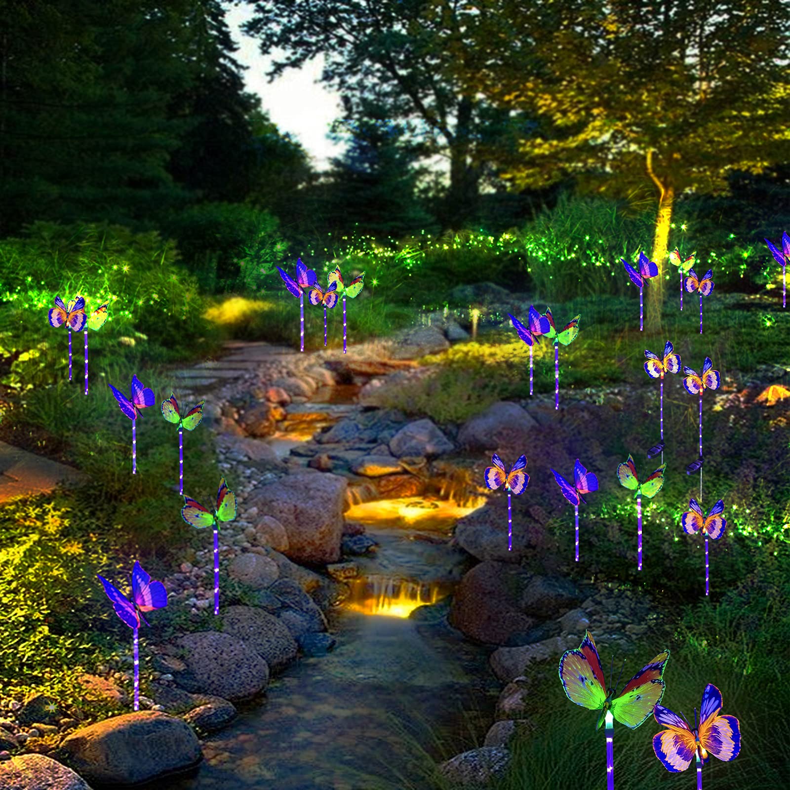 Butterfly Solar Garden Lights Outdoor Solar Garden Lights 2 Pack