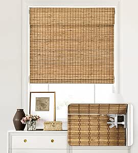 Amazon.com: LazBlinds No Tools No Drill Cordless Bamboo Roman Shades, Light Filtering Window ...