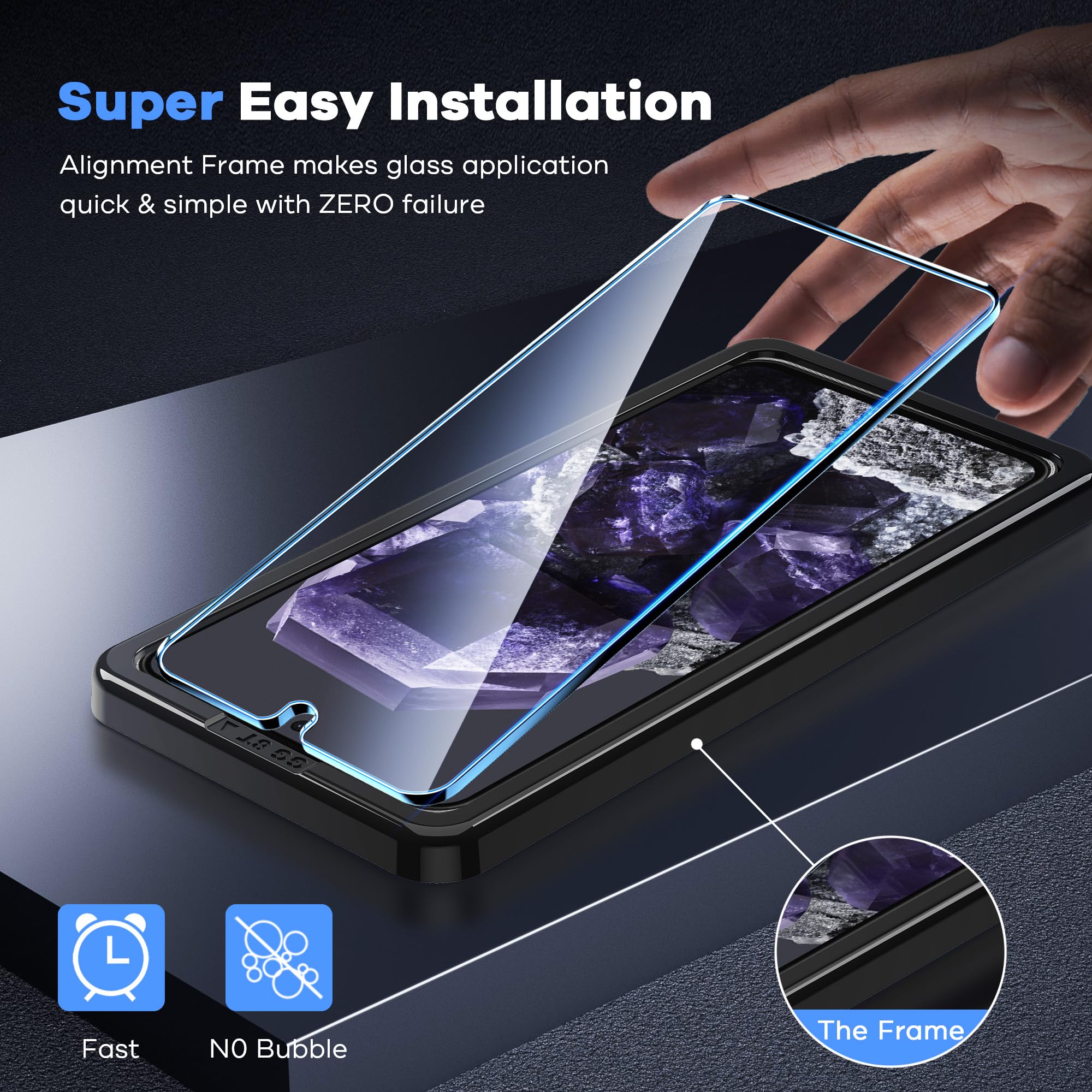 AACL 3-Pack for Google Pixel 8 Tempered Glass Screen Protector 9H Anti ...