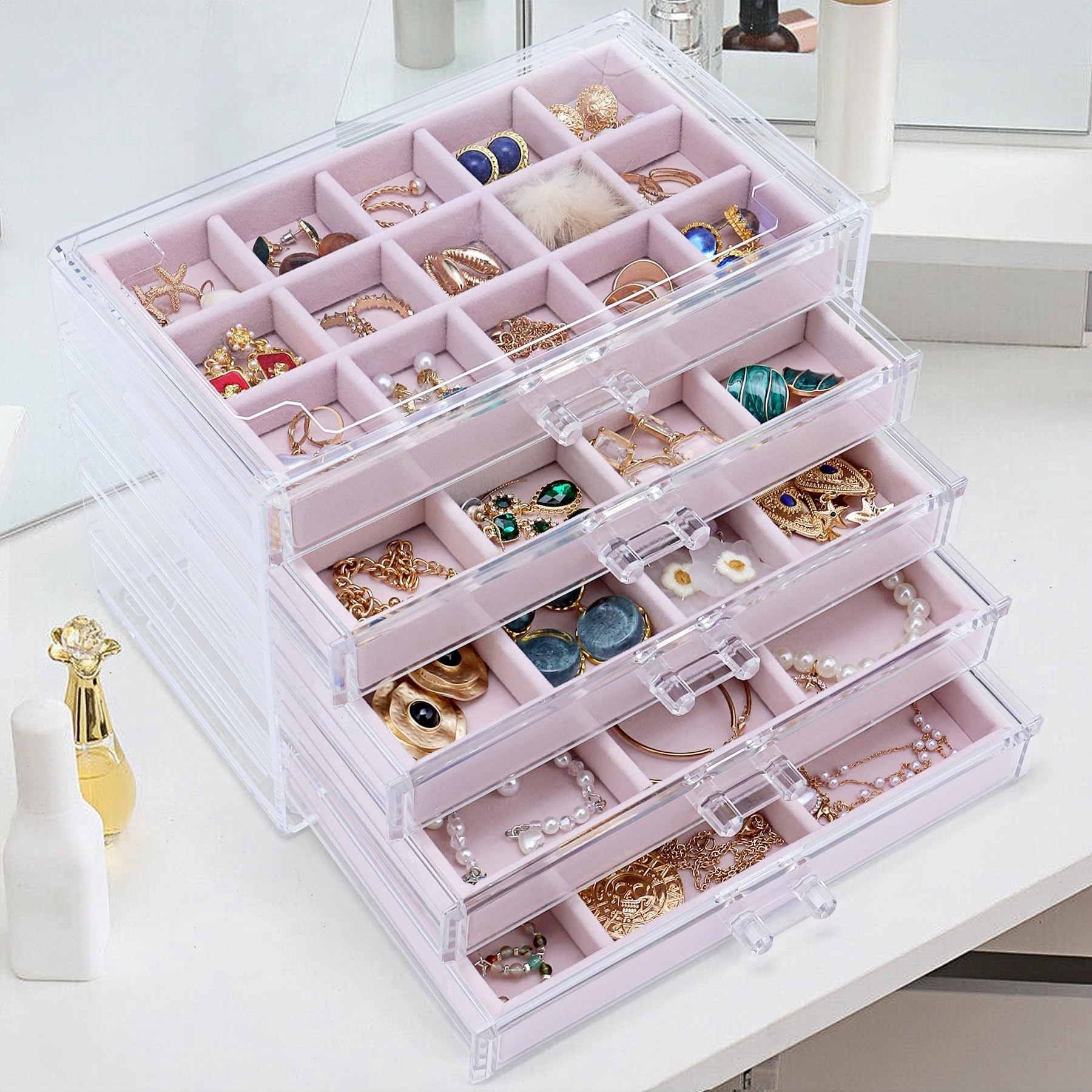 Amazon.com: CLOPOMIC Earring Holder Organizer Box with 5 Drawers, Clear ...
