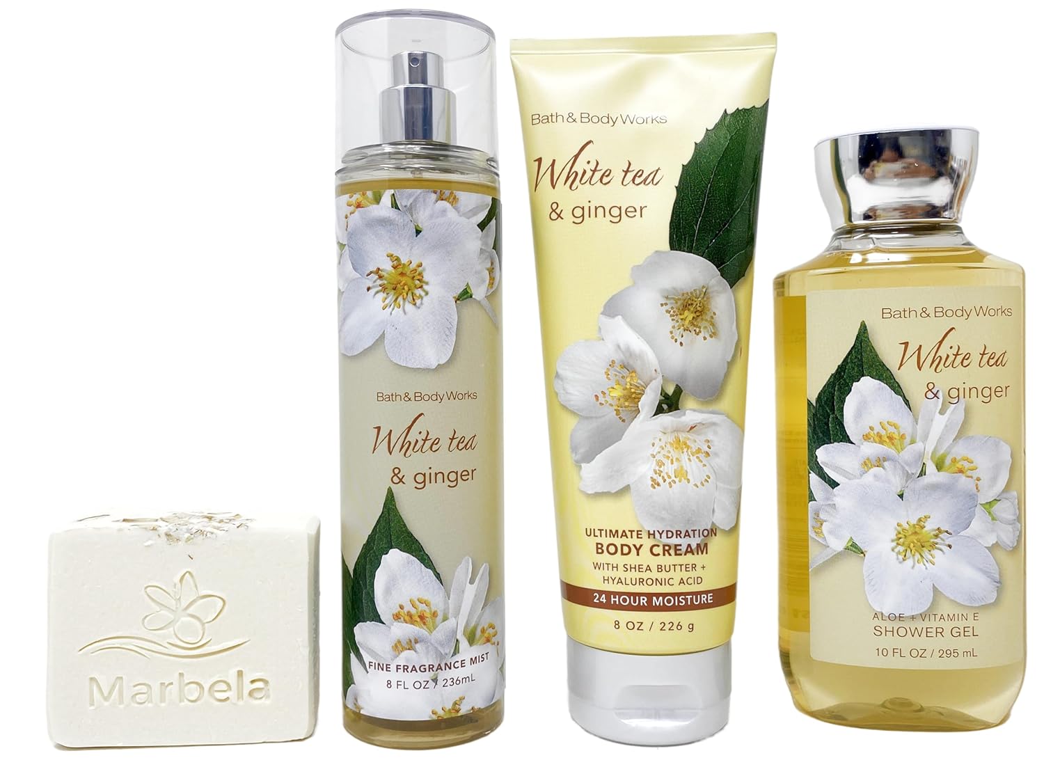 Amazon.com : Bath & Body Works White Tea & Ginger Trio Gift Set - Fine ...