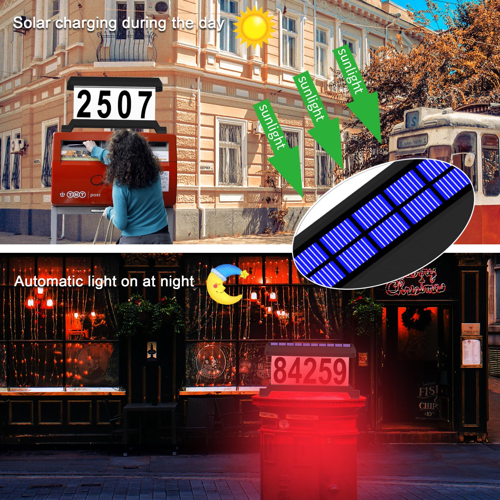 Solar Powered Lighthouse Mailbox Solar Round Pillar Light Modern