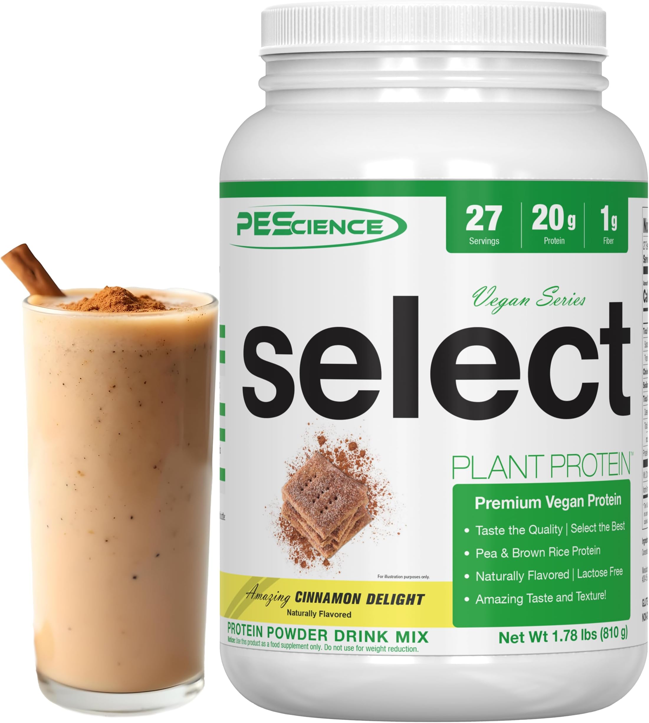 Amazon.com: PEScience Select Vegan Plant Based Protein Powder, Cinnamon ...