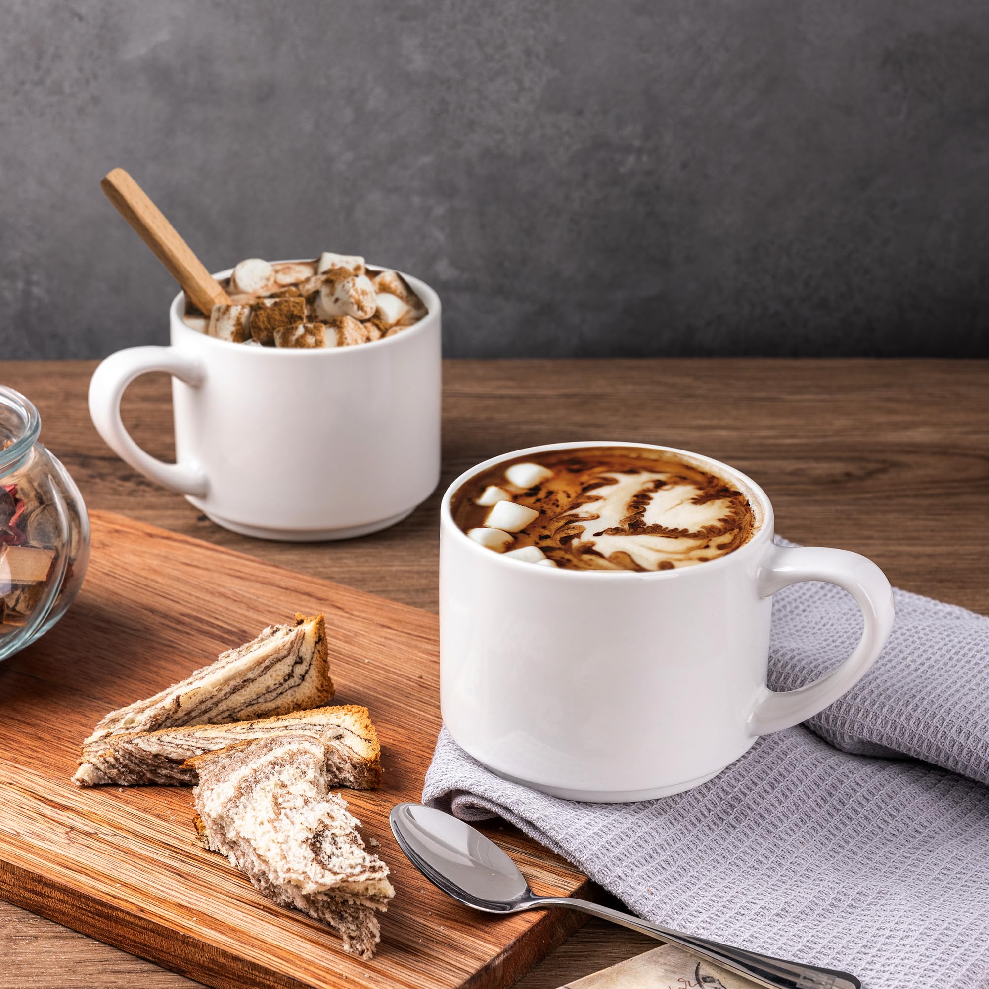 Snapklik.com : GBHOME 14 OZ Coffee Mugs Set Of 6, Stackable Ceramic ...