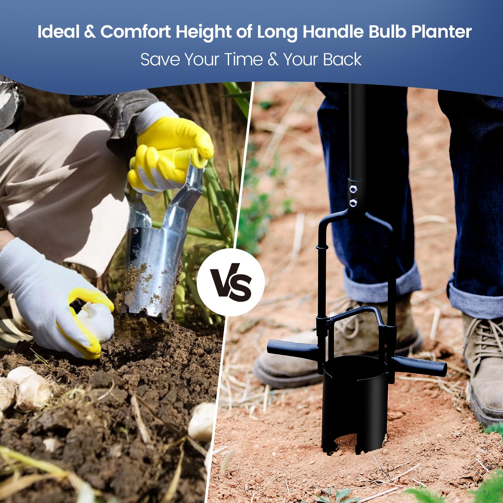 Snapklik.com : Bulb Planter Tool Long Handle,Gardening Plant Transplanter