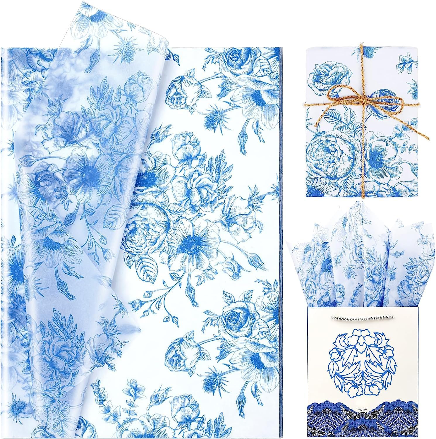 Amazon.com: 100 Sheets 20 * 14 Inches Chinoiserie Tissue Paper for Gift ...