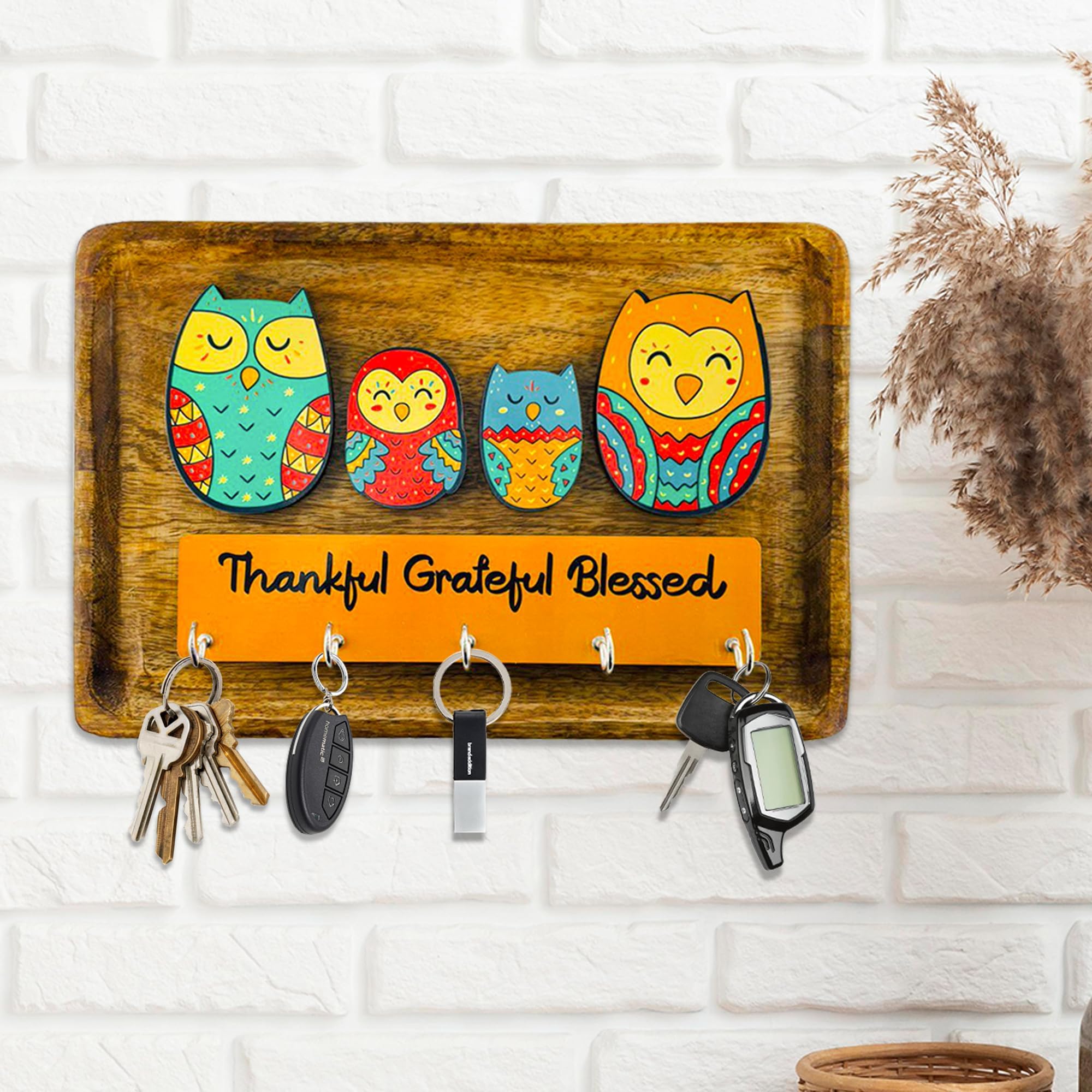 APS Art Plus Store Owl Digital UV Printed Wooden Key Holder for Home ...