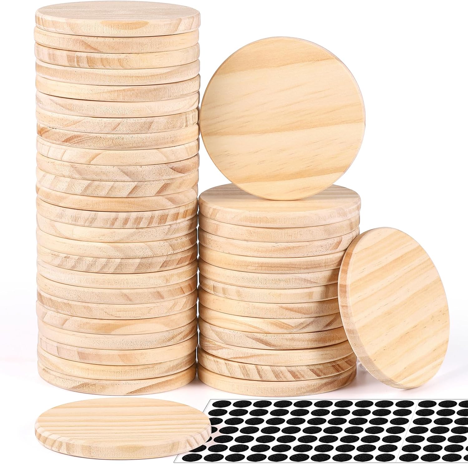 Amazon.com: 42 Pieces Unfinished Wood Coasters, 4 Inch Round Blank ...