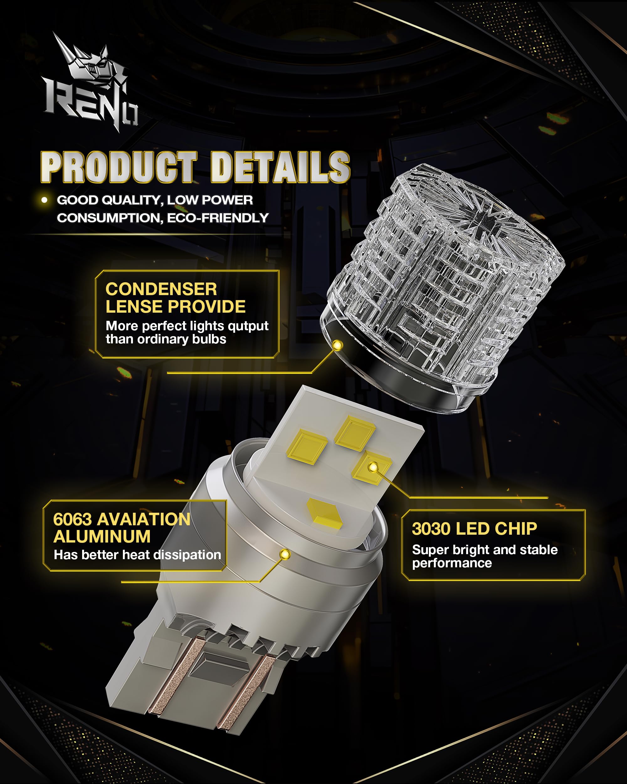 Snapklik.com : RENO 7443 7440 LED Bulb For Backup Reverse Light Bulbs