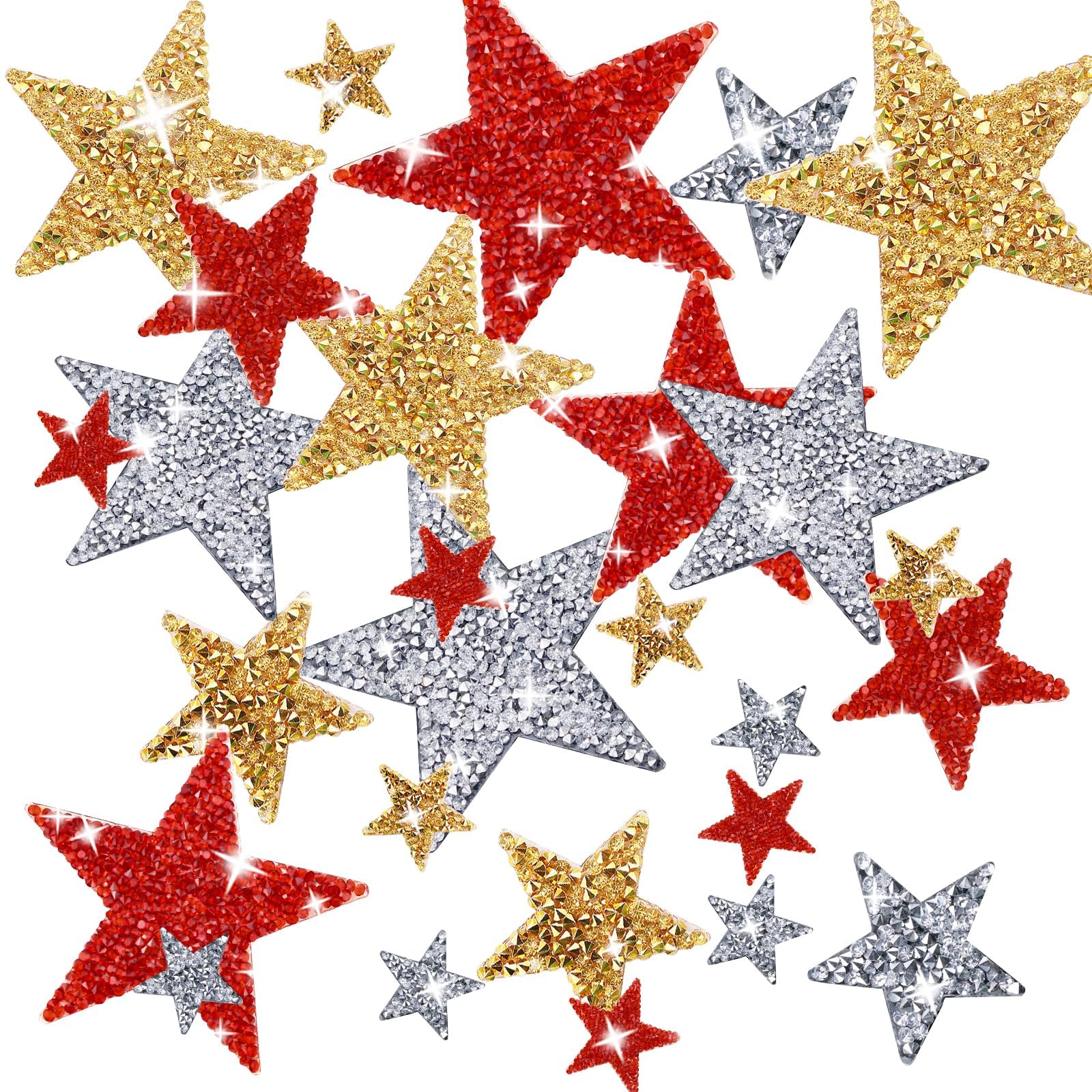 Amazon.com: 27 Pieces Rhinestone Star Patches for DIY, 4 Sizes Iron On ...