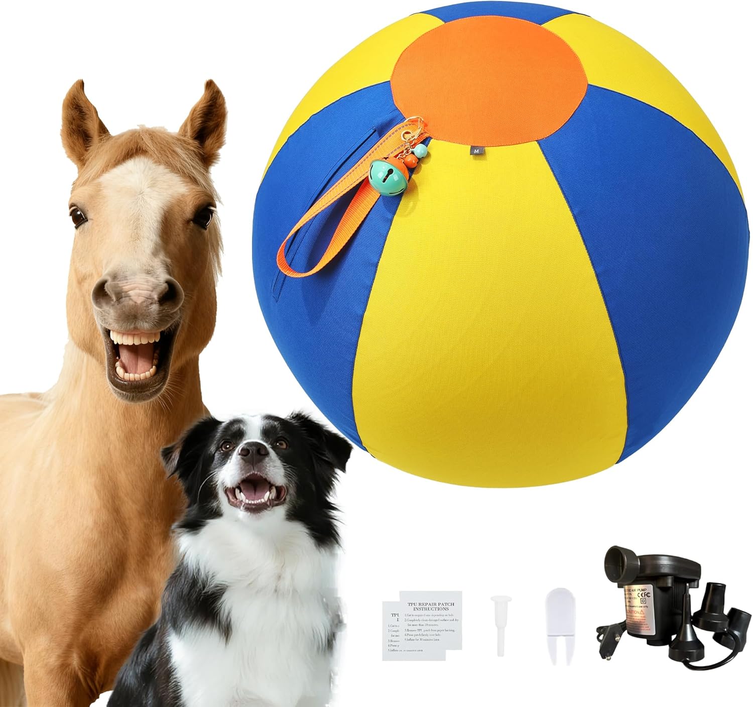 Pet Supplies : 22" Herding Ball for Dogs with Bell – Yellow & Blue Dog ...