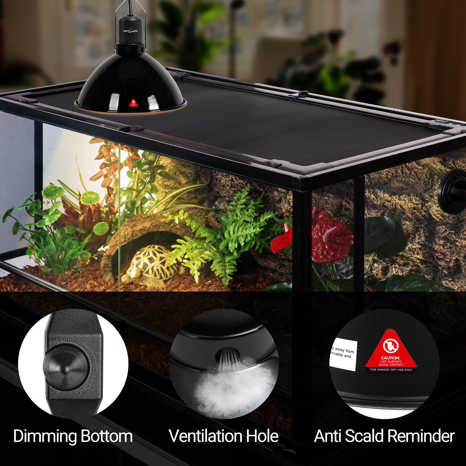 REPTI ZOO Dual Reptile Light Fixture 2 In 1 Deep Dome Lamp Fixture ...