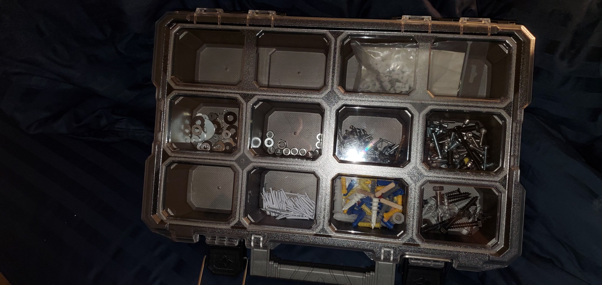 Husky 10-Compartment Interlocking Small Parts Organizer Black - Amazon.com