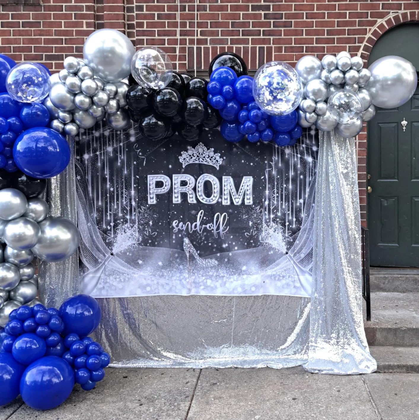 Amazon.com : AIBIIN 8x6ft Prom 2024 Backdrop Silver and Black Prom Send ...