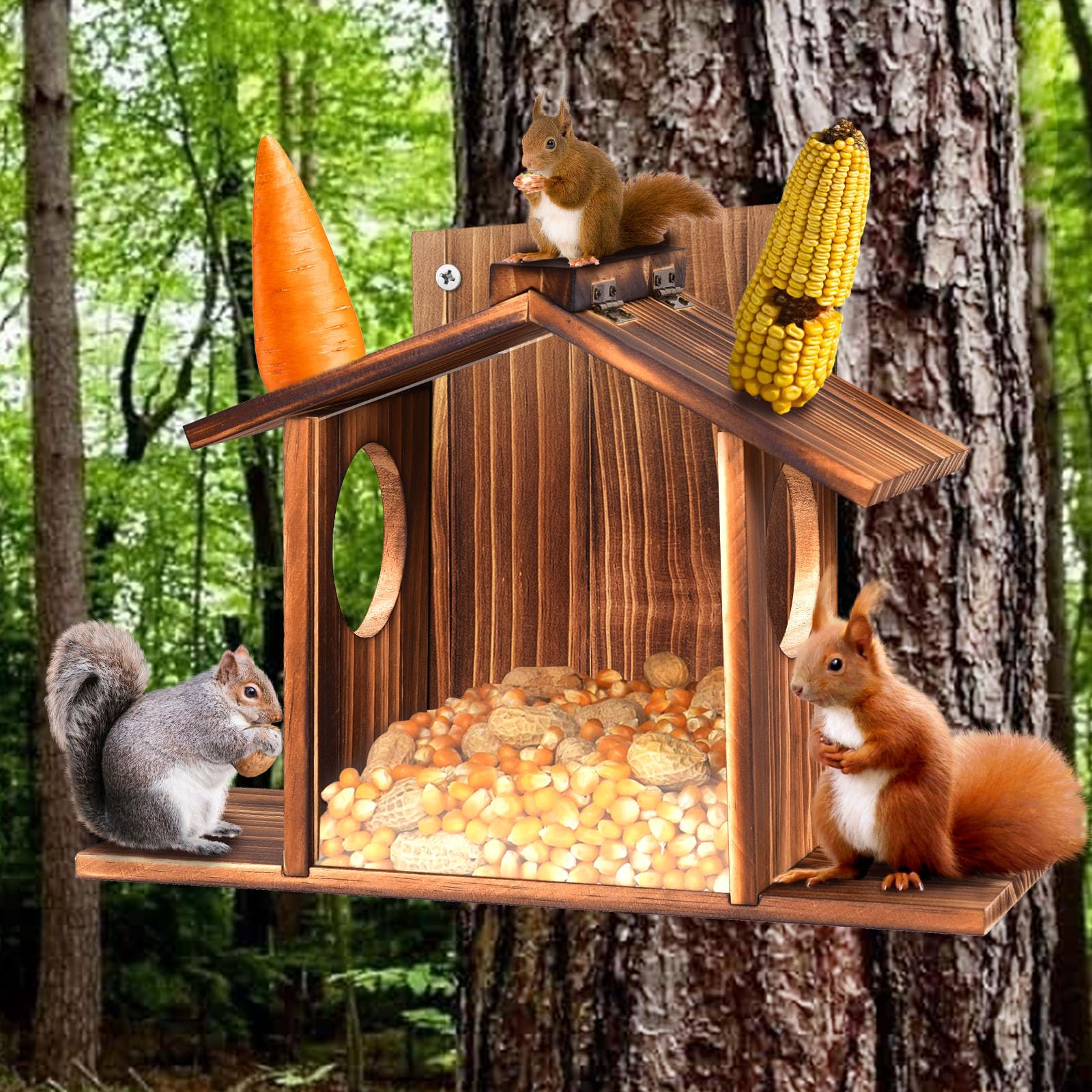 Okydoky Squirrel Feeder, Squirrel Feeders for Outside, Lid Can be Fixed ...